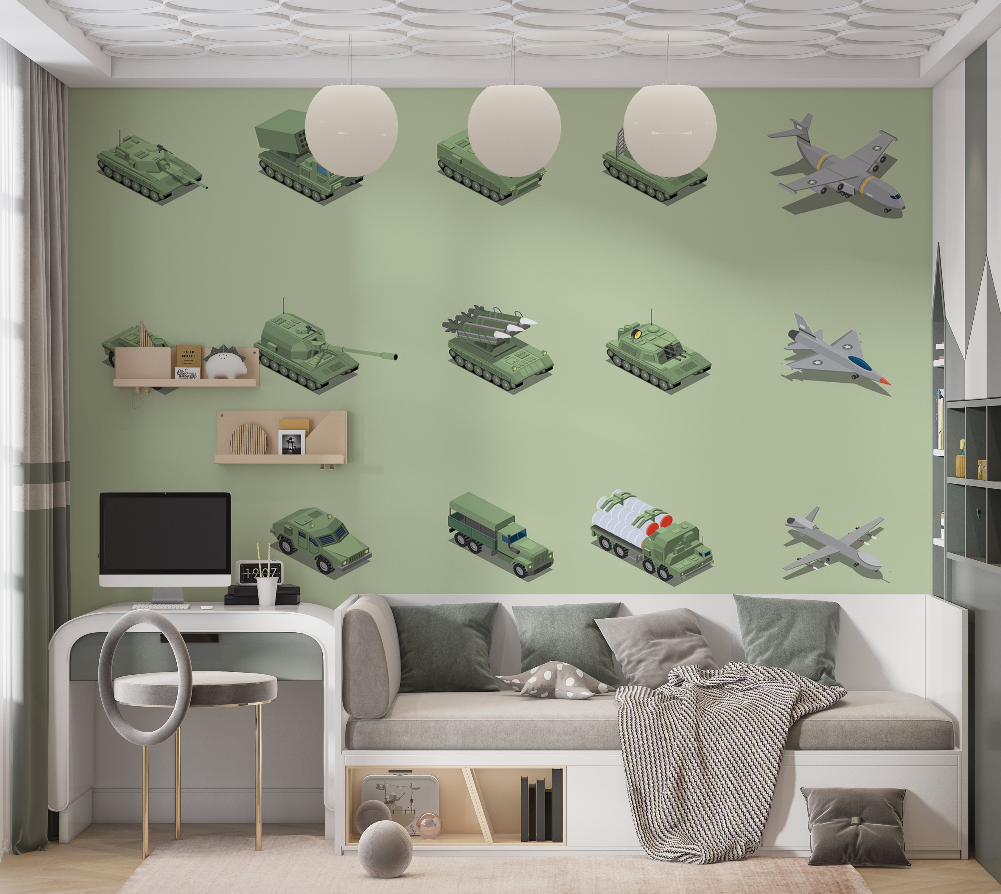 Red Barrel Studio® Premium Peel & Stick Wall Mural - Military Vehicles ...