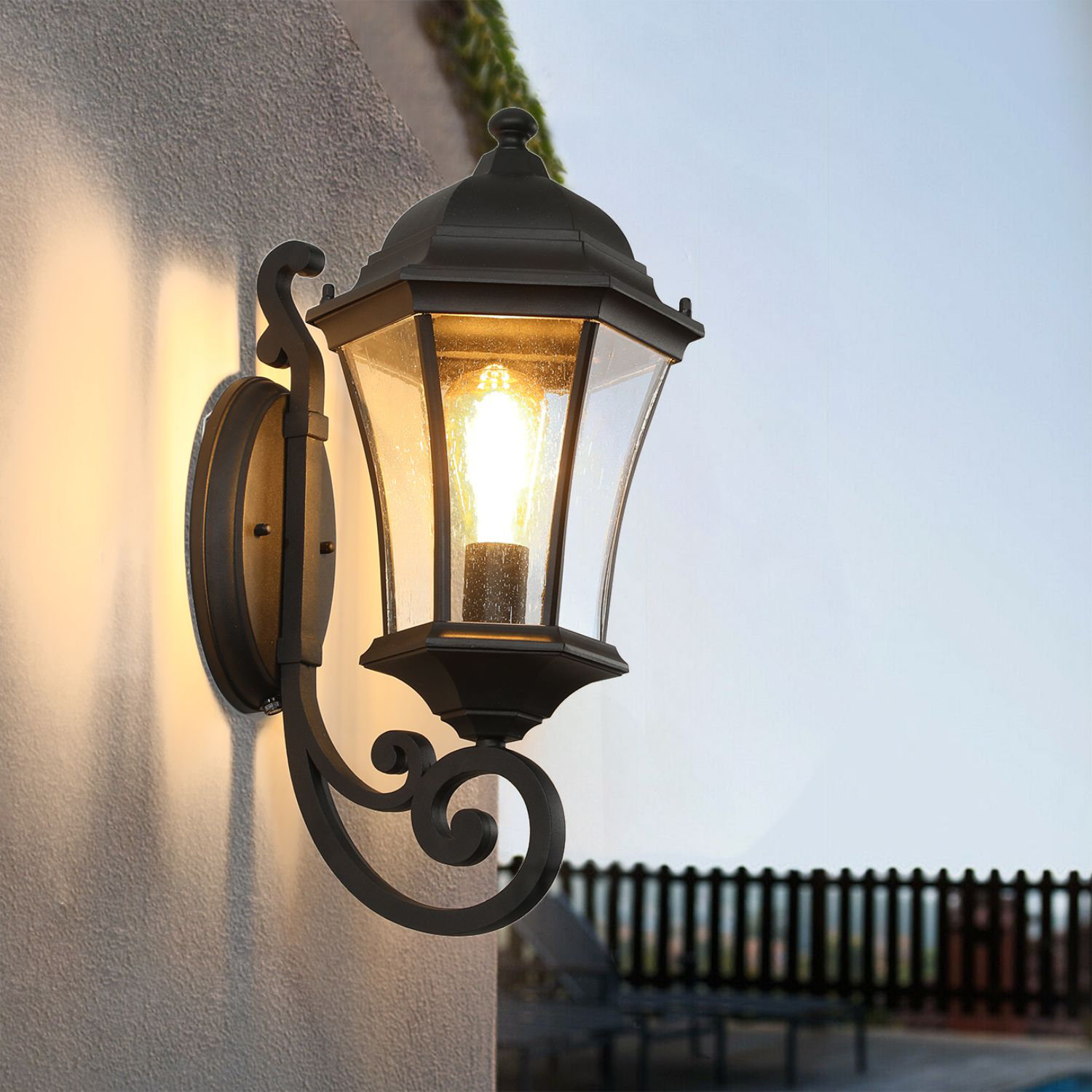 Hefo Rustic Smart Outdoor Wall Light with Sensitivity Control ...