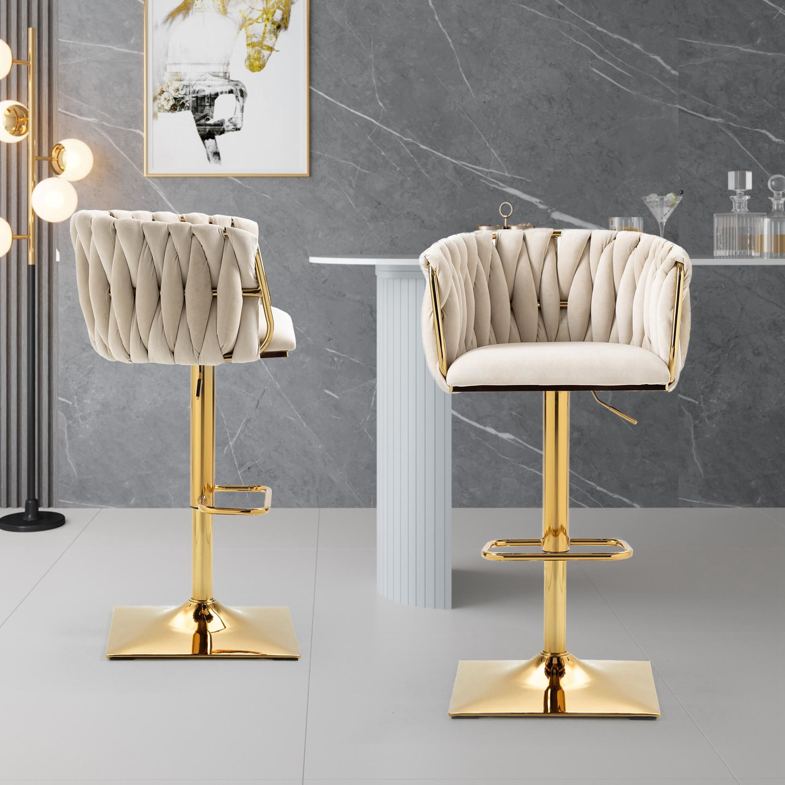 Latitude Run® Hemington Vintage Bar Stools with Back and Footrest ...