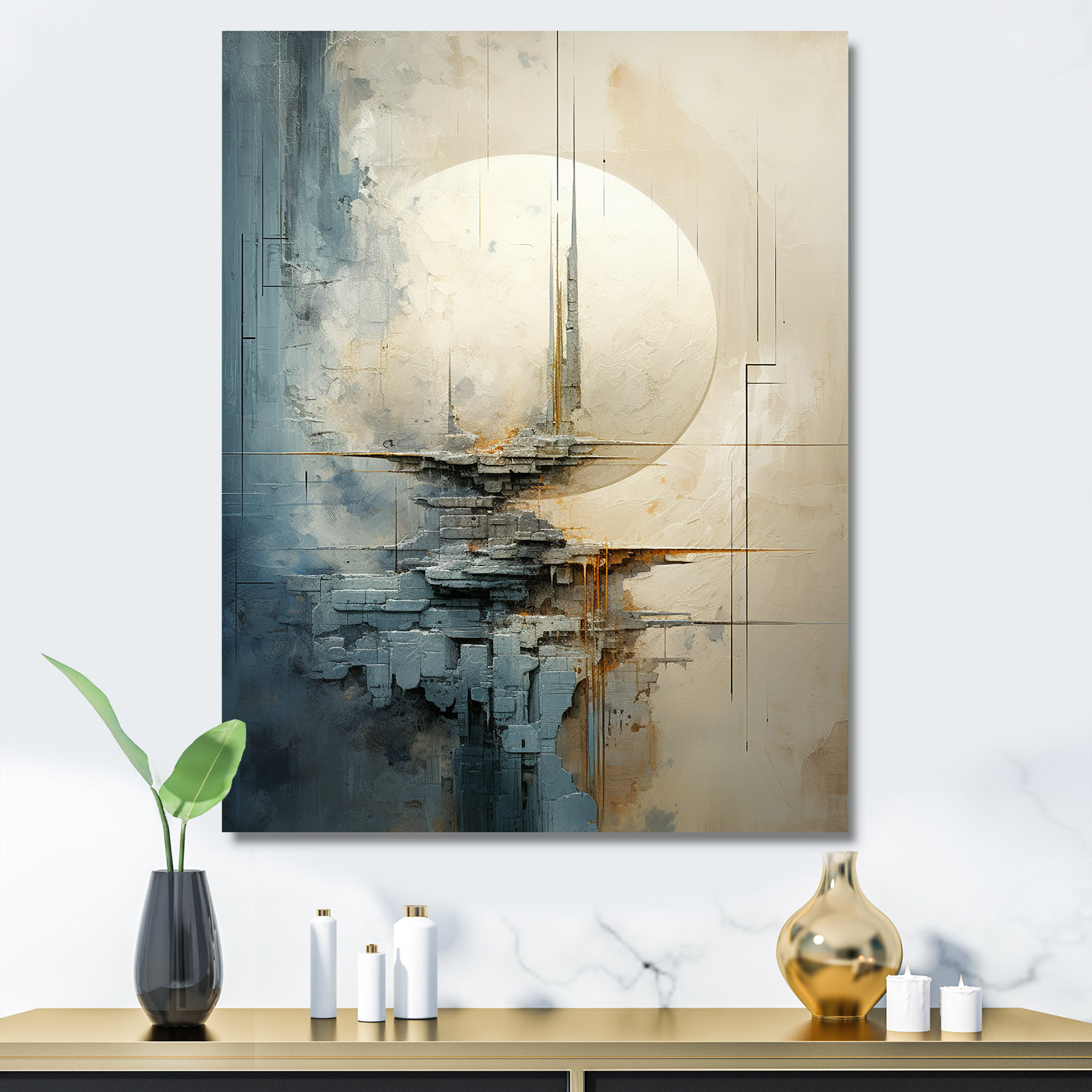 Design Art Minimalism Moon Fantasy Sci Collage On Canvas Print | Wayfair
