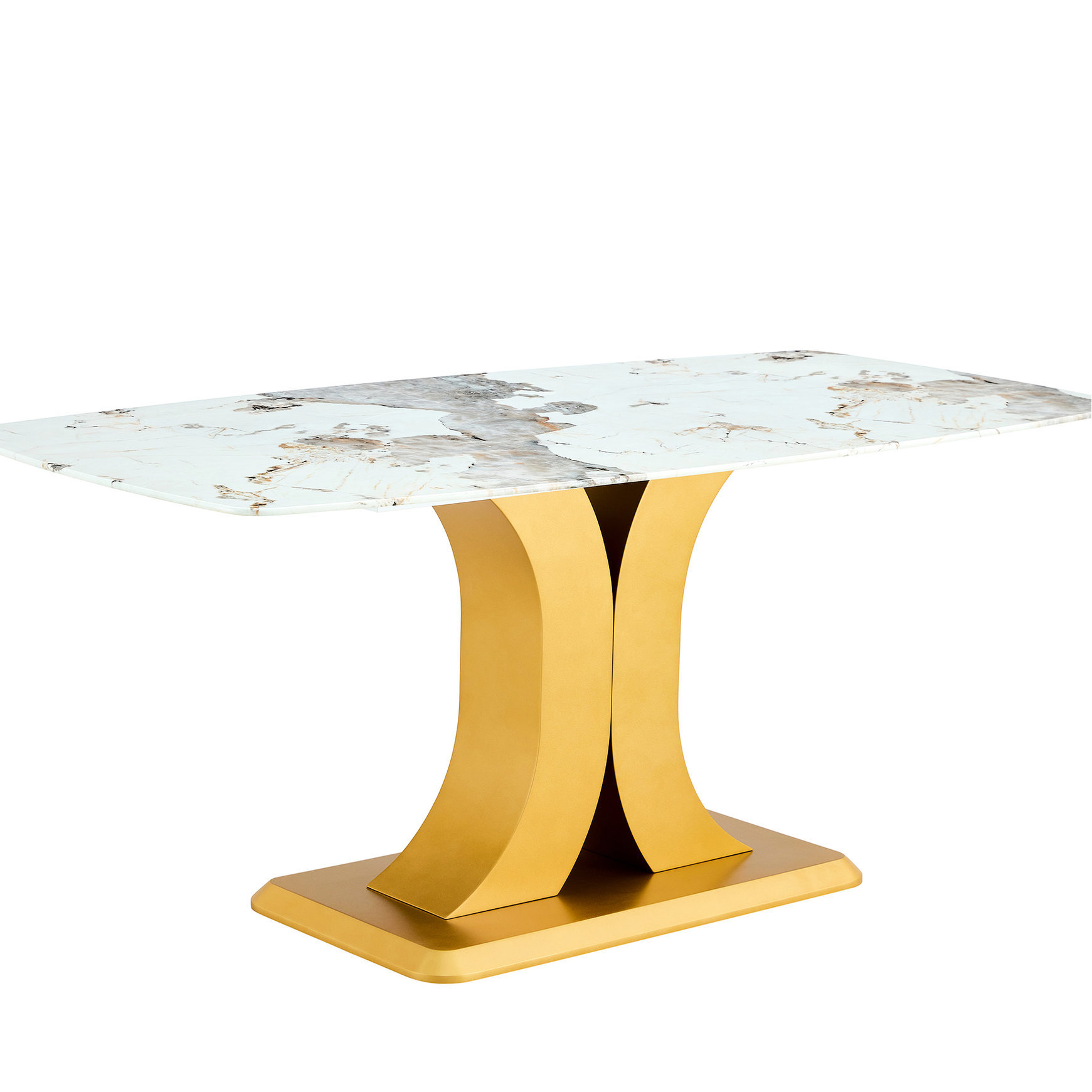 Ivy Bronx Marble Glass Dining Table With Gold Legs: For A Modern Living ...