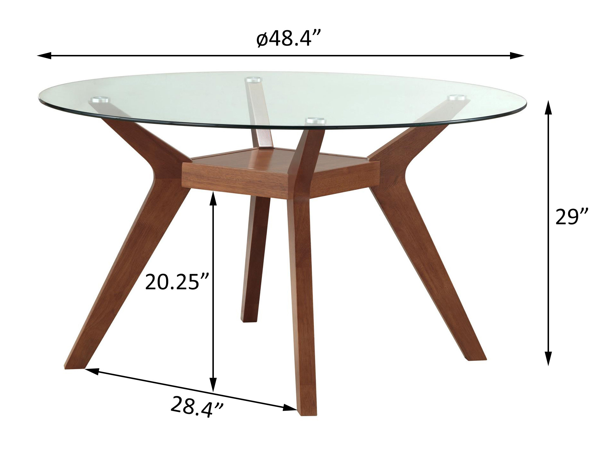 George Oliver 48" Round Glass Top Dining Table Clear and Nutmeg ...