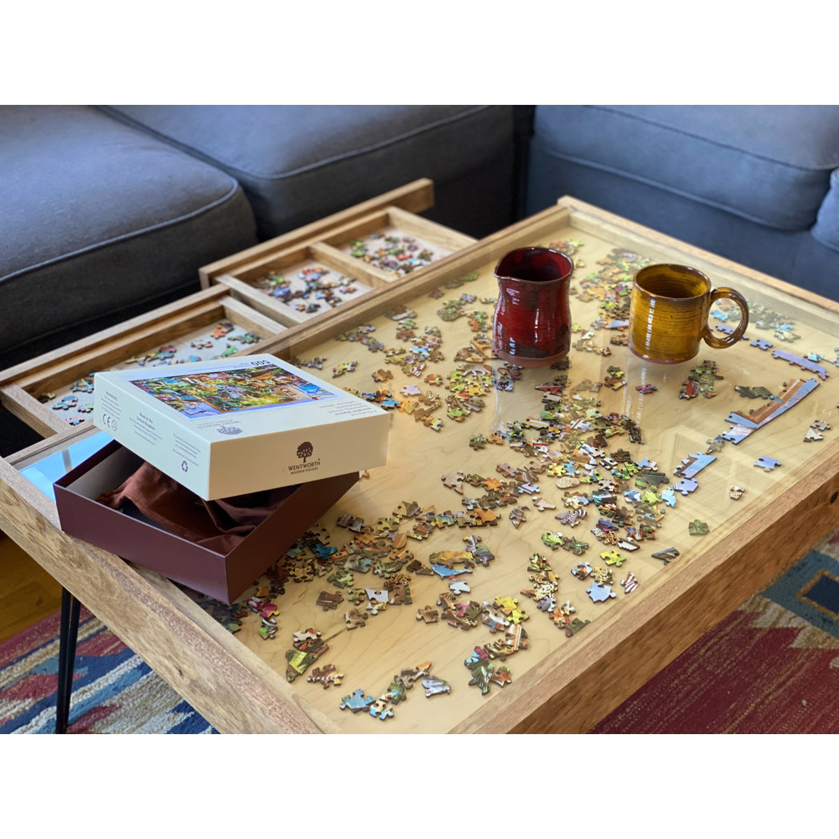 Wildon Home® Arnsten Puzzle Table with Removable Glass Top & Reviews ...