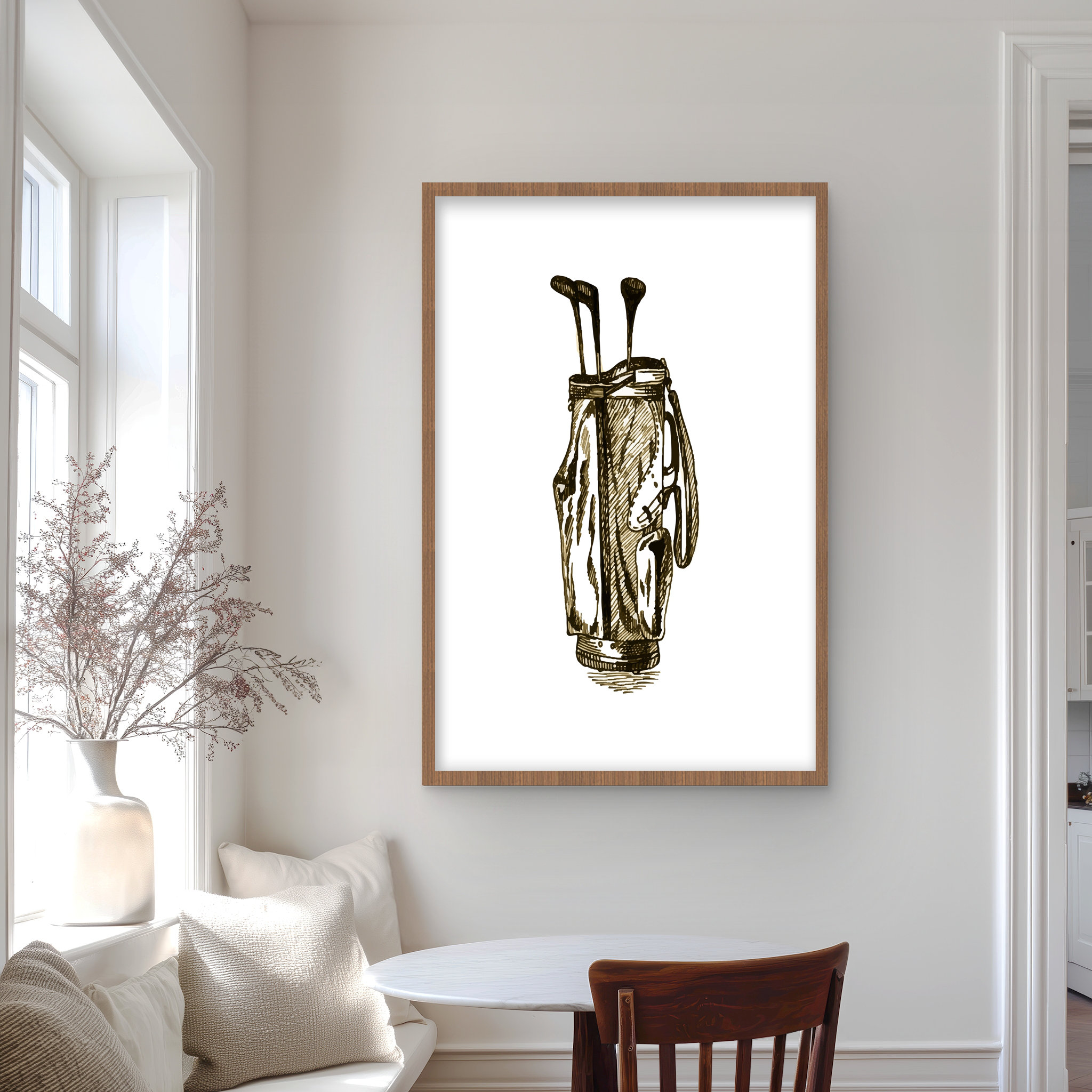 Lark Manor Illustration of a Golf Bag - Framed Matted Print for Decor ...