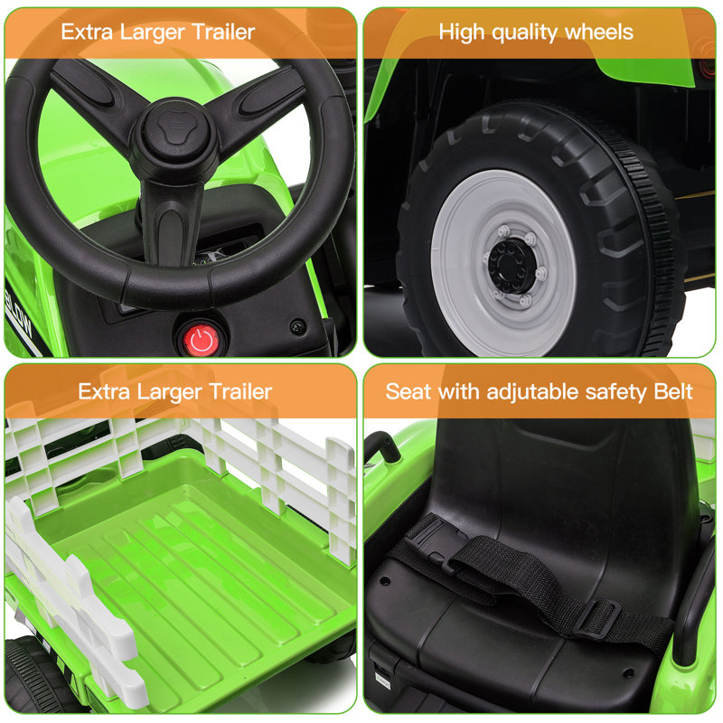 Costway 12 Volt 1 Seater Tractor / Construction Battery Powered Ride On ...