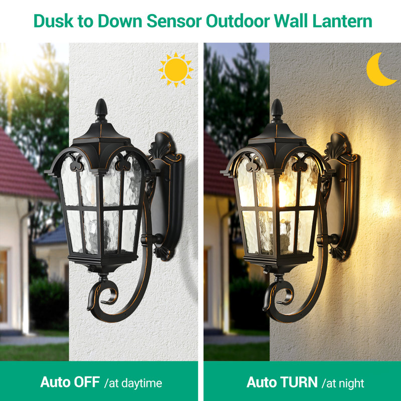 Lark Manor™ Antjelina Dusk to Dawn Outdoor Wall Light Fixtures, Black ...
