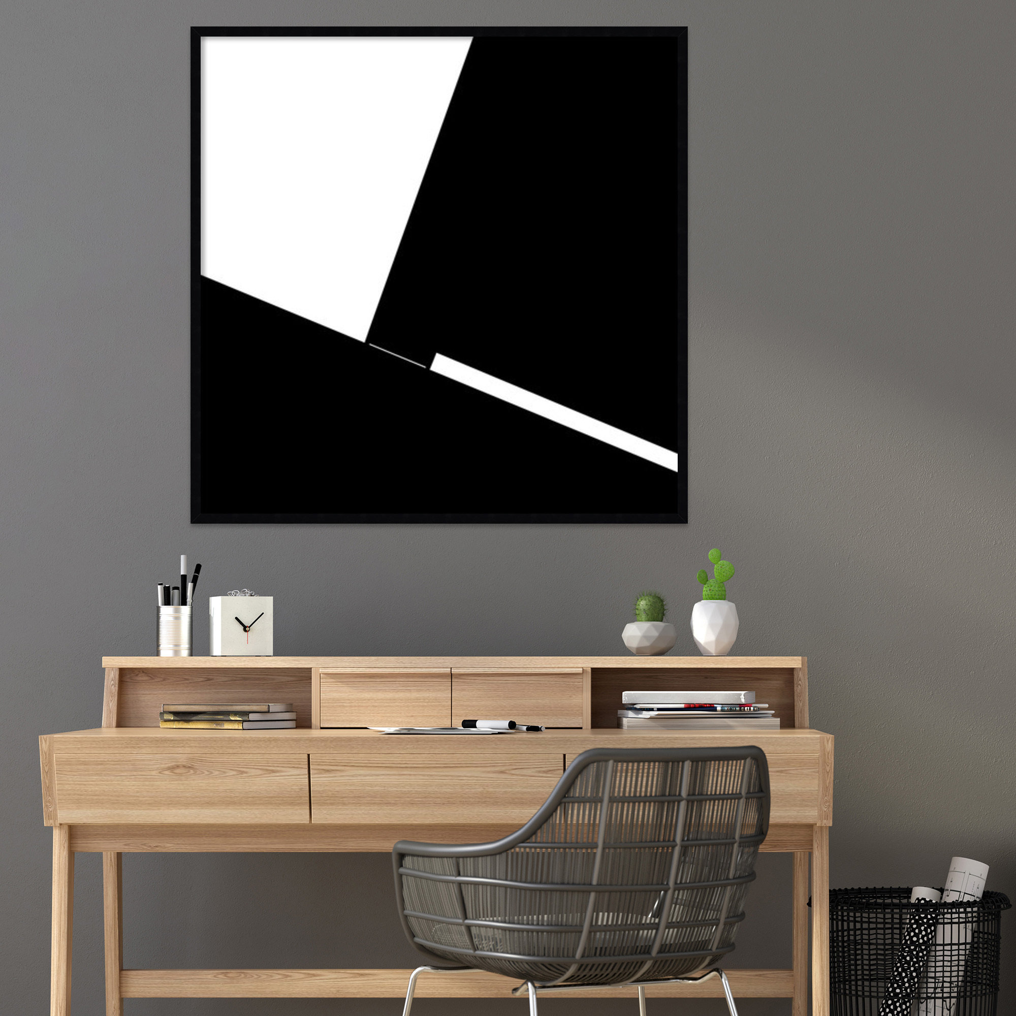 Latitude Run® Geometric Black and White by Gilbert Claes Wood Framed Wall Art Print | Wayfair