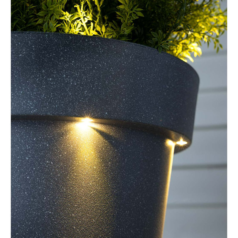 Plow & Hearth Outdoor Fiberglass Planter With Solar Lights | Wayfair