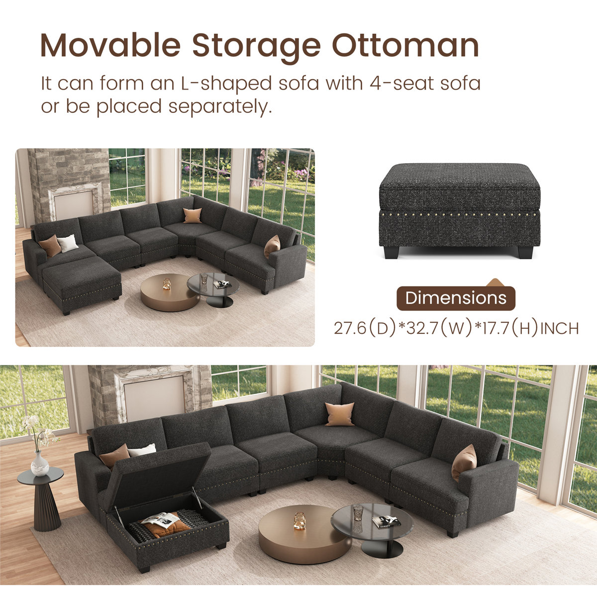 Wade Logan Anureet Modular Sectional with Storage Ottoman & Reviews ...