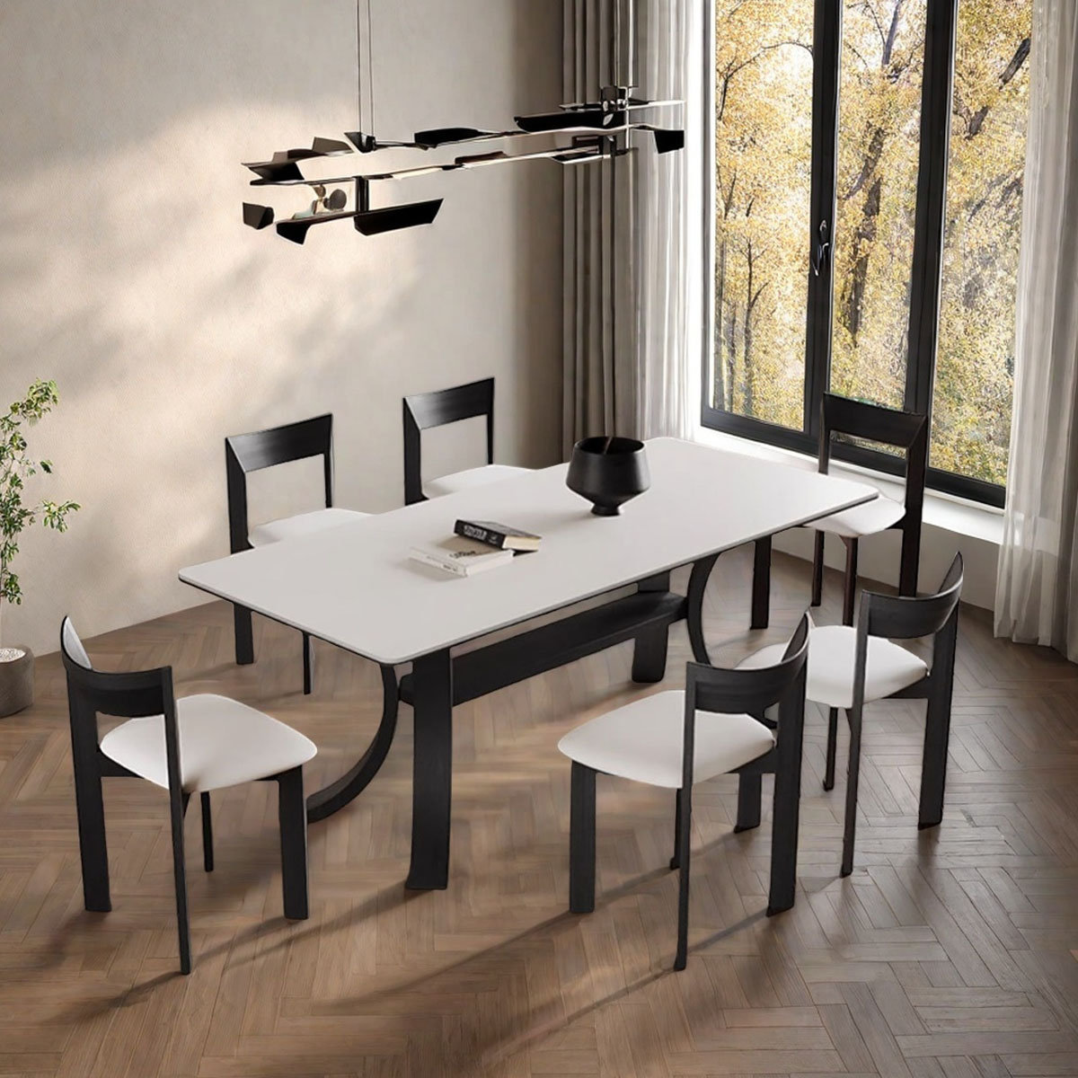 RESROS Modern Slate-Top Dining Table w/Solid Wood Legs - Wayfair Canada