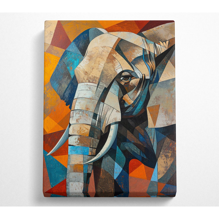 Metro Lane Cubism Elephant - No Frame Print on Canvas | Wayfair.co.uk