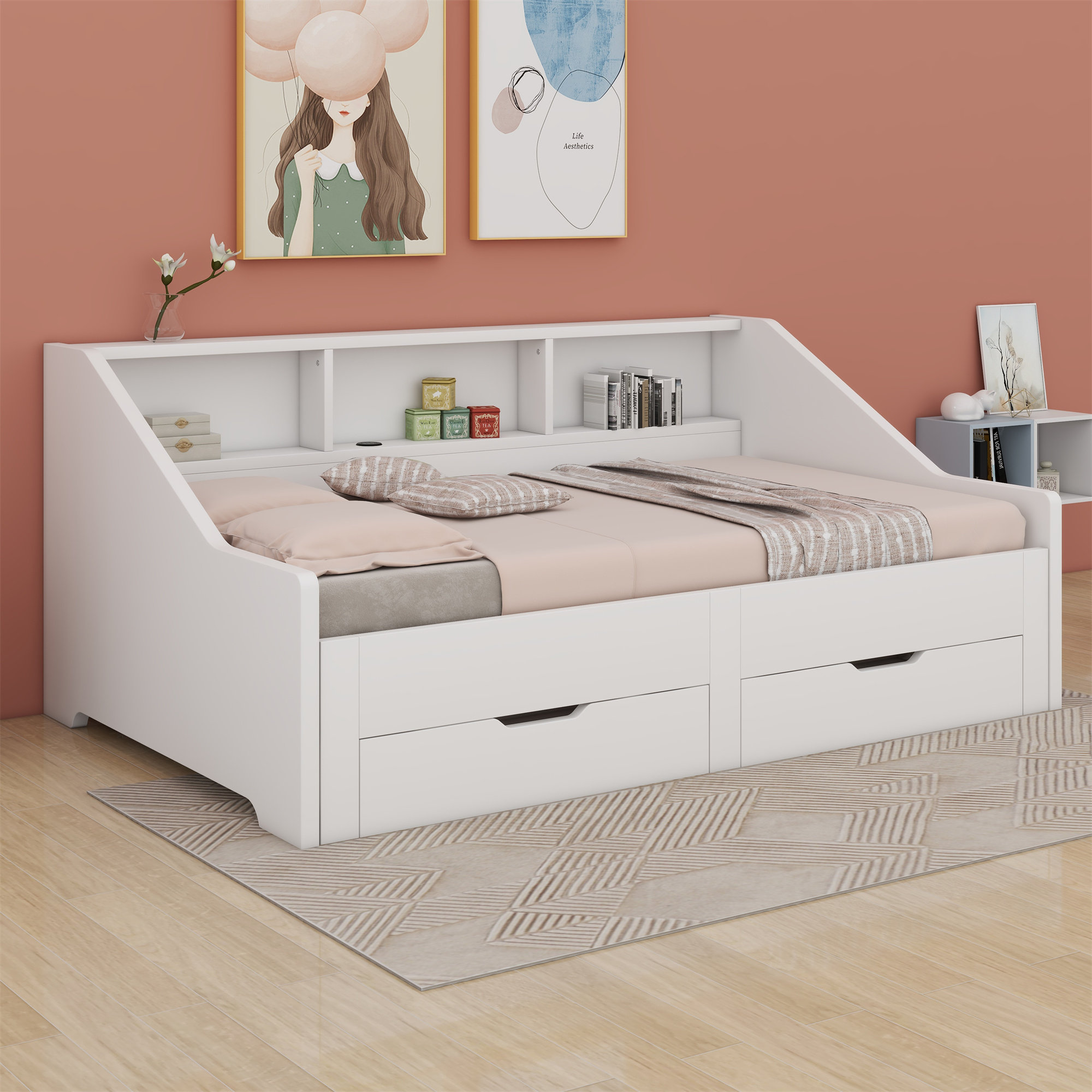 Latitude Run® Ashantey Bookcase Bed | Wayfair