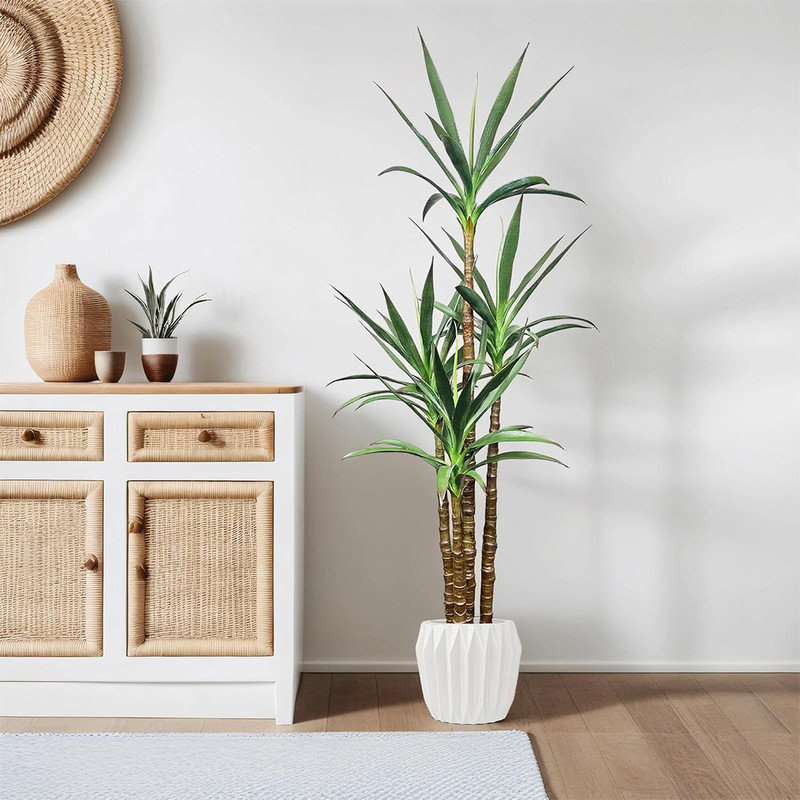 Primrue Artificial Trees 58 Inch/ 4.8Ft Faux Tree 4 Trunks Agave Plant ...