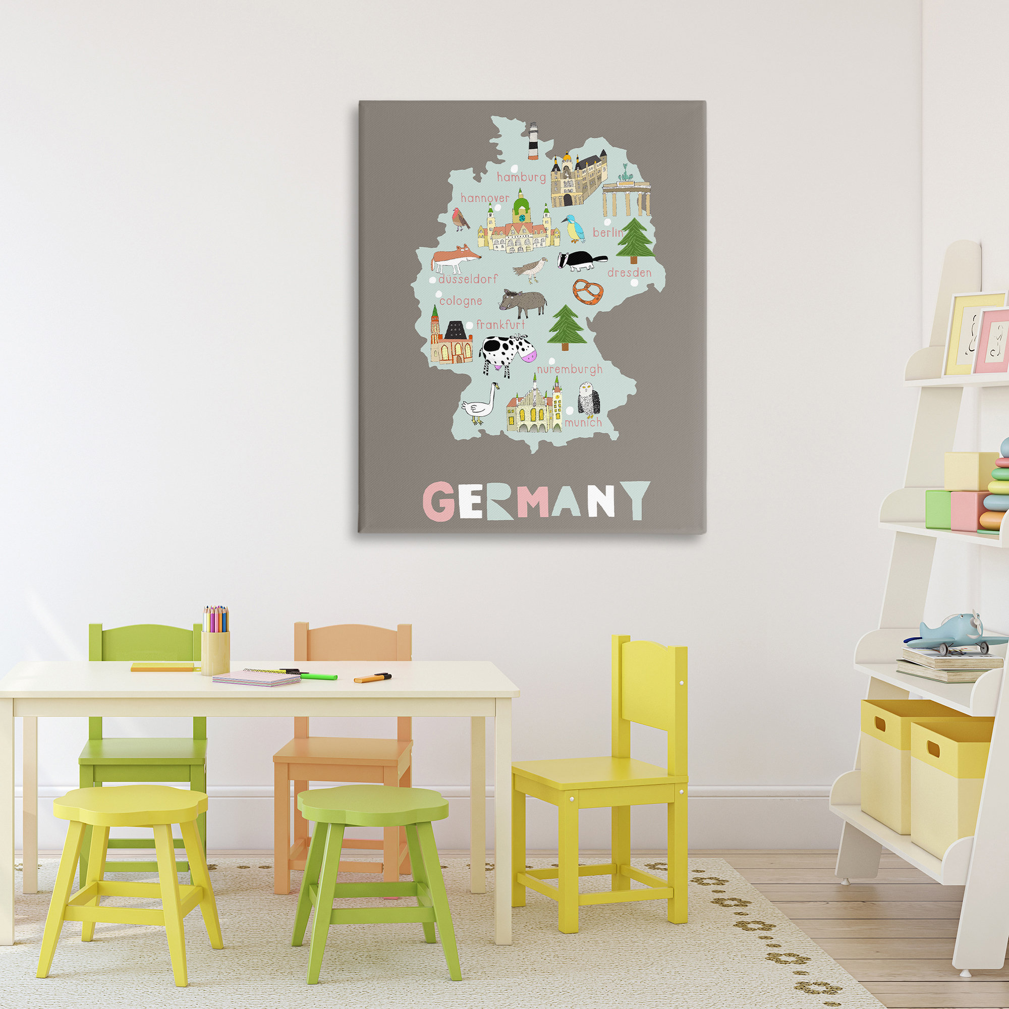 Ebern Designs Kid's Map of Germany Canvas, design by Carla Daly ...