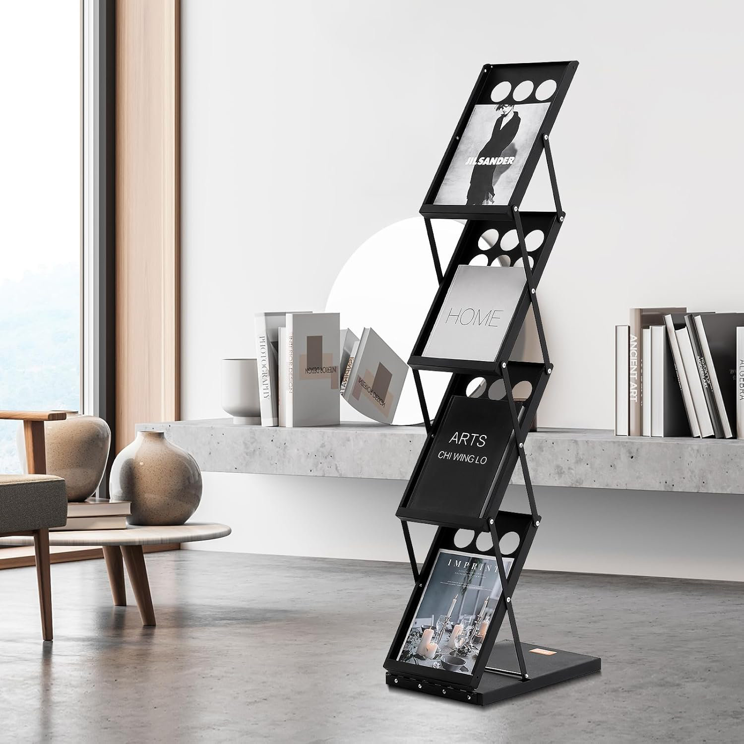 BONLOD Foldable Magazine Display Rack 4-Tier Brochure Literature ...
