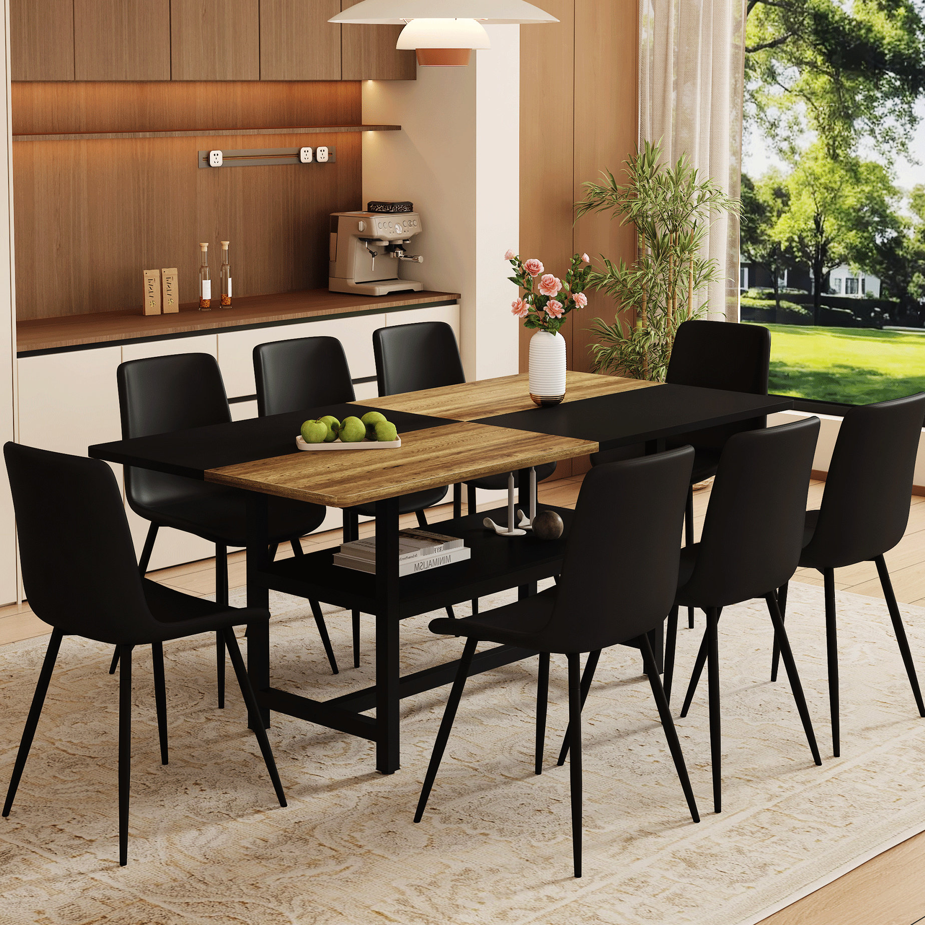 Hokku Designs 71-inch Dining Table, Storage Under Legs, Stable Support ...
