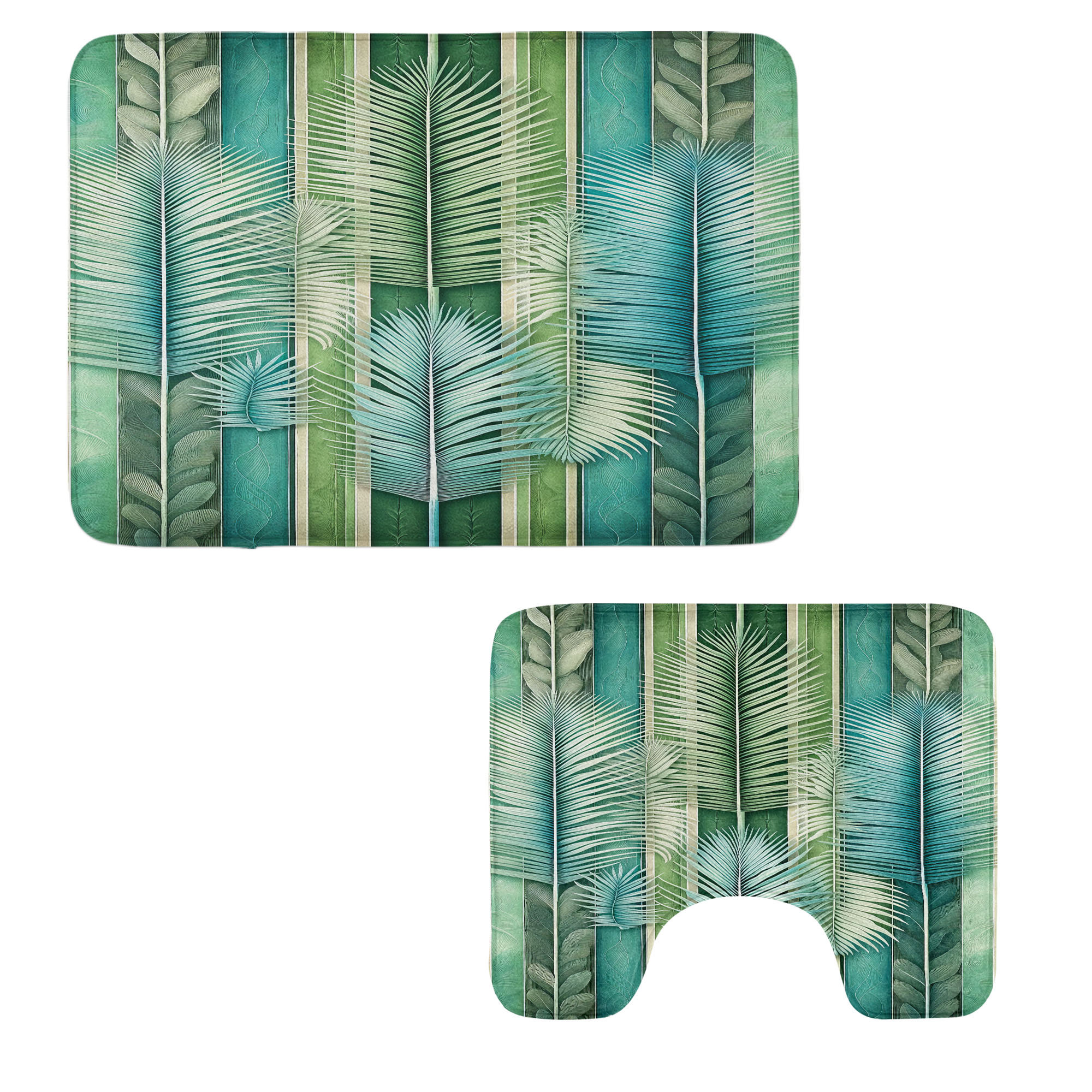 East Urban Home Jungle Bathroom Rug Set 2 Pieces Rectangle & Contour ...