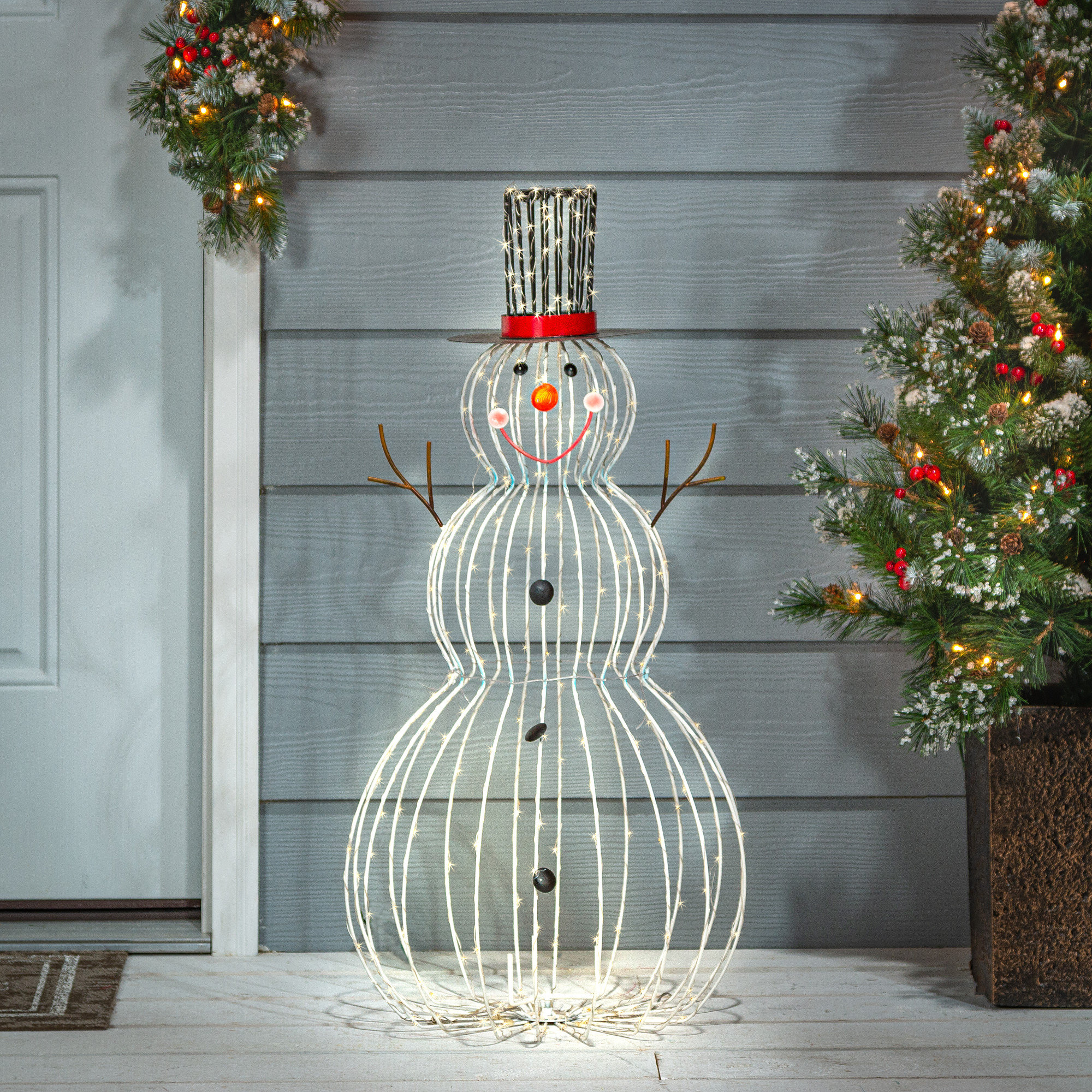 The Holiday Aisle® Jolly Wire Led Snowman Christmas Holiday Outdoor ...