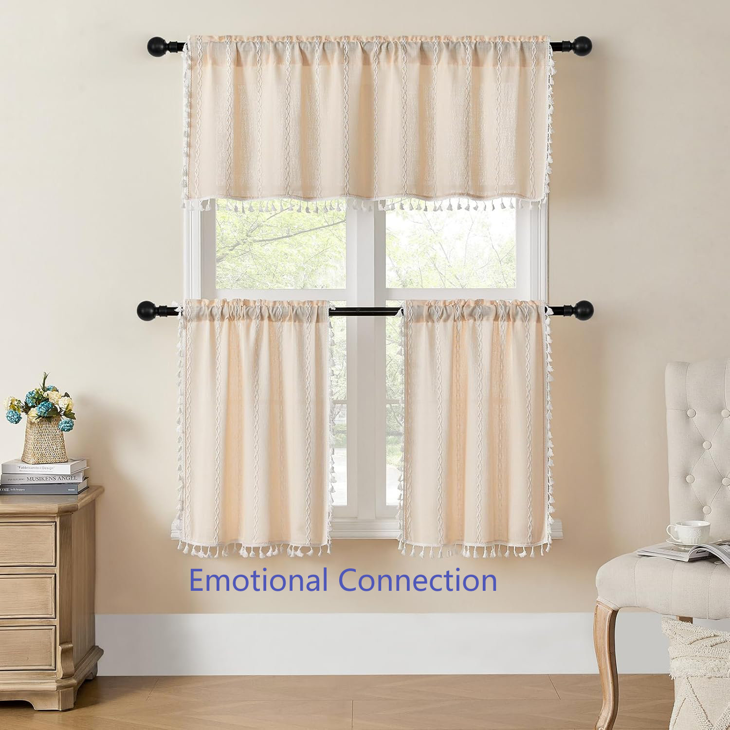 Tobran Kitchen Valances for Windows, Boho Farmhouse Valance Curtains ...