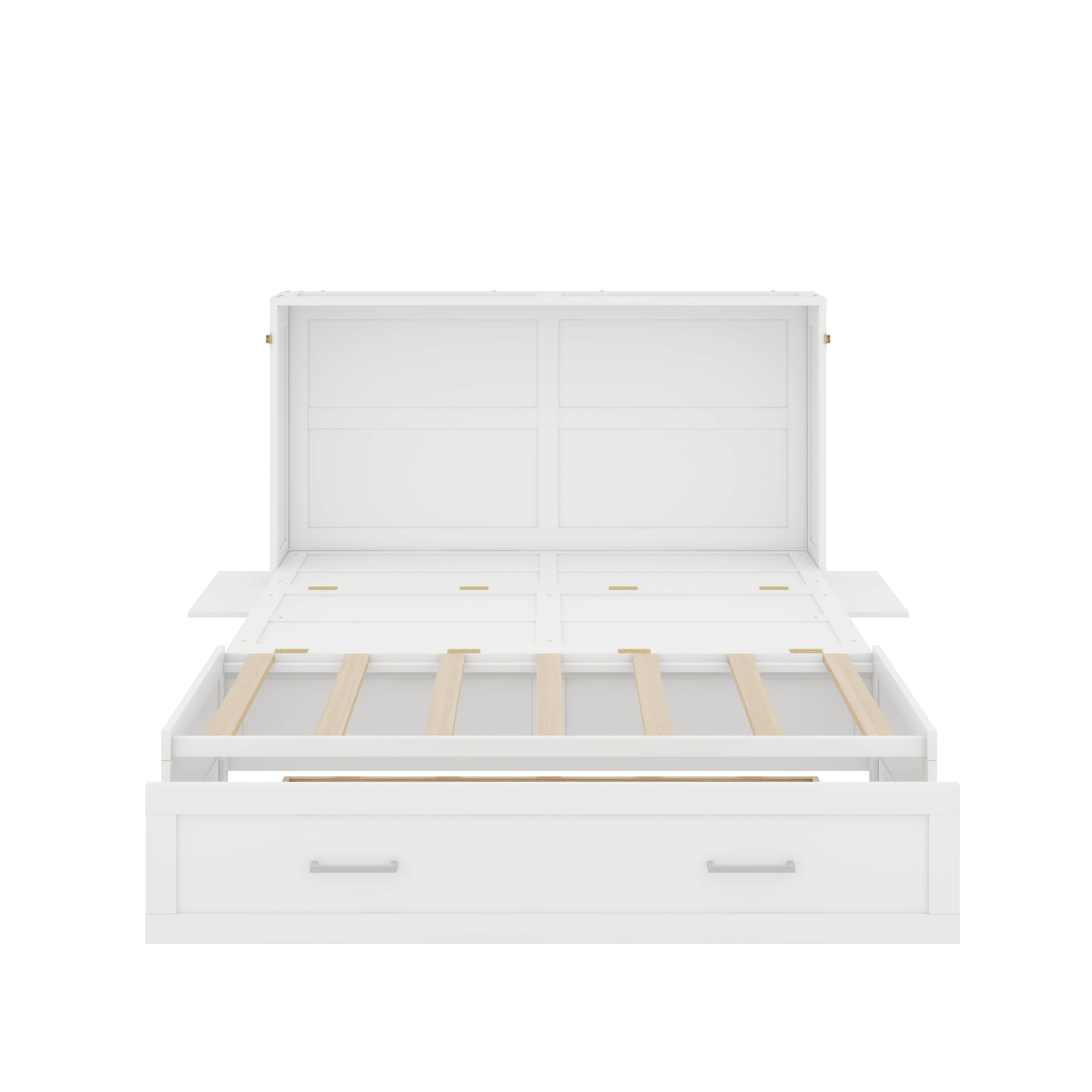 Lark Manor Queen Size Mobile Murphy Bed With Drawer And Little Shelves ...