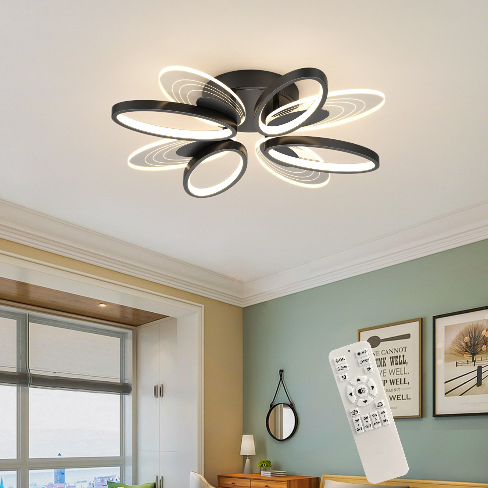 Metro Lane Calletana 8-Light 60cm Acrylic LED Flush Mount, Dimmable LED ...