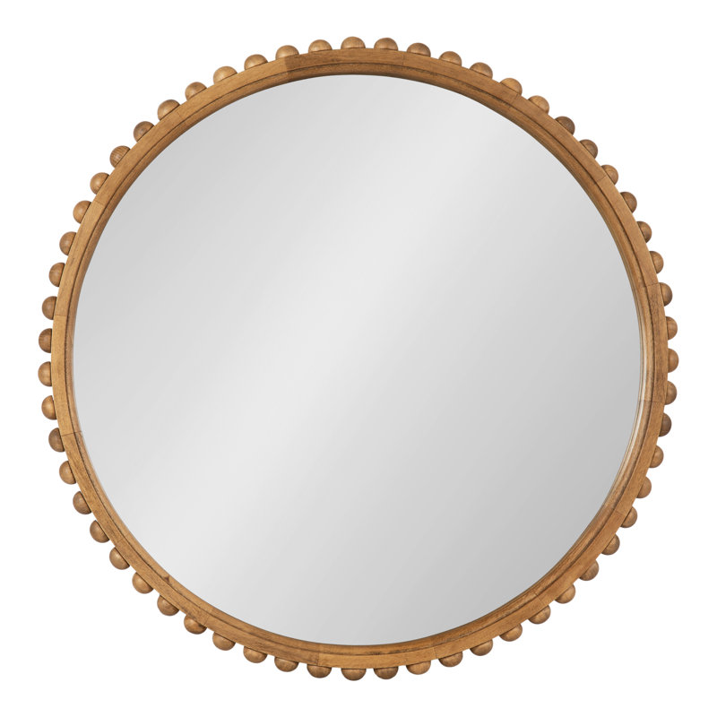 Dakota Fields Wooden Round Beaded Mirror | Wayfair