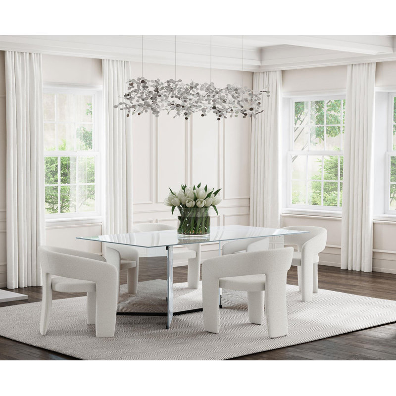 Wrought Studio™ 76-inch Rectangular Mirrored Dining Table Silver | Wayfair