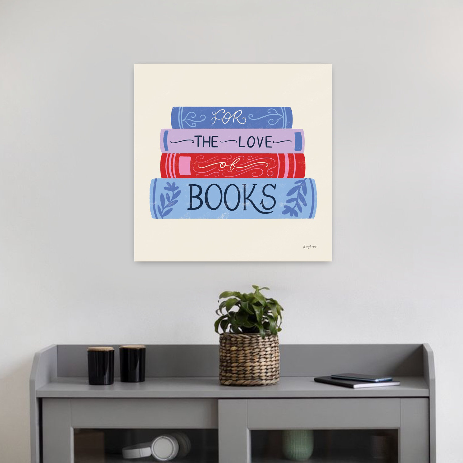 Dakota Fields Contemporary Bookish Iii With Blue Book Art | Wayfair