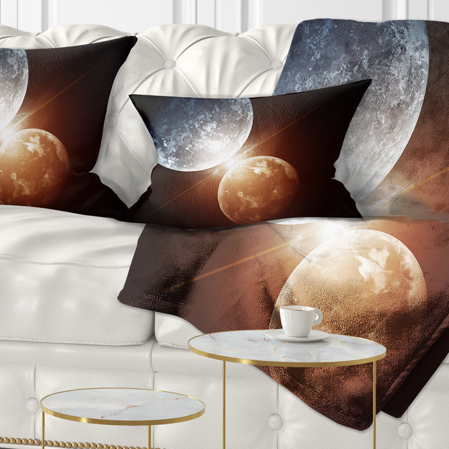 Design Art Kiss Between Two Planets - Abstract Printed Throw Pillow ...