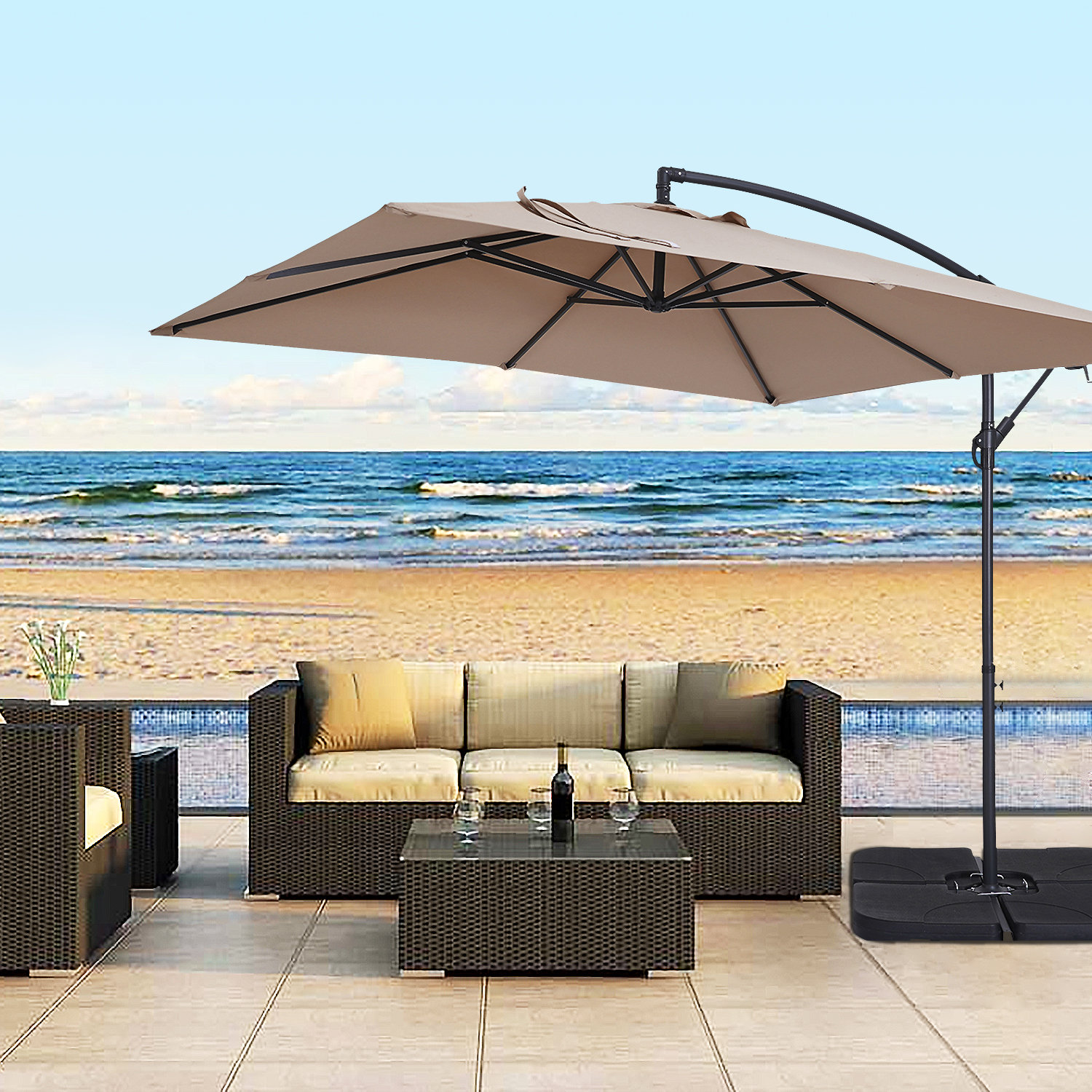 Freeport Park® Brennan 98.4'' Cantilever Umbrella Square Patio Offset ...