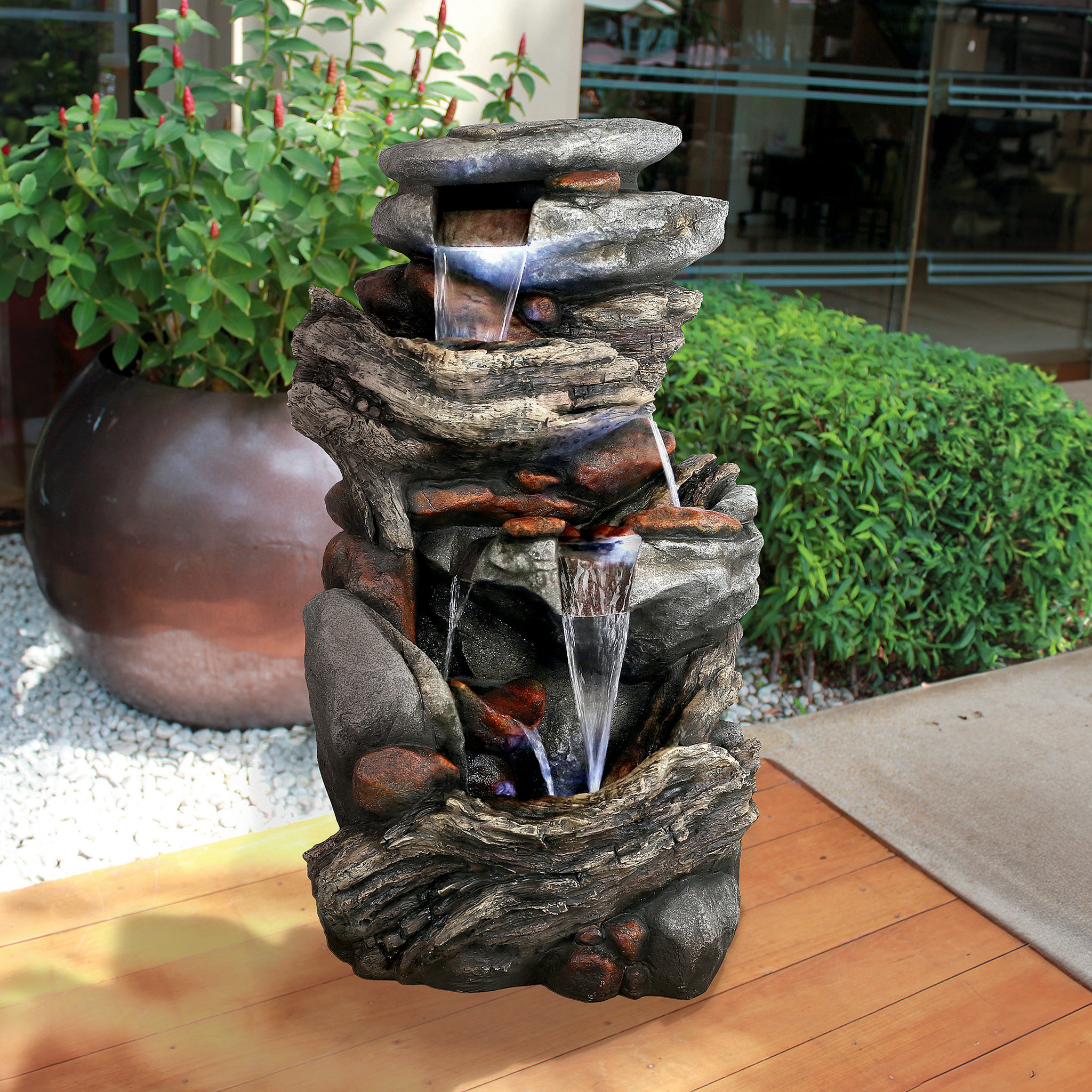 Design Toscano Cathedral Rocks Cascading Waterfall Garden Fountain with ...