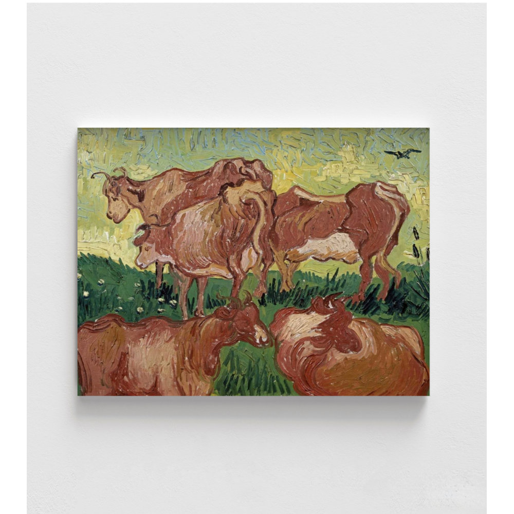 WeFrameArt The Cows By Vincent Van Gogh, Cattle Wall Art, Rustic House ...