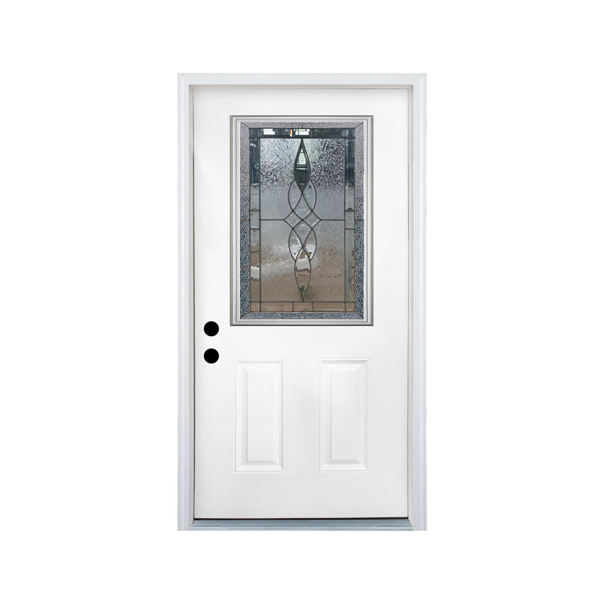 EASTERN FLOORING CENTER, INC. Decorative Glass 2-Panel Entry Door | Wayfair
