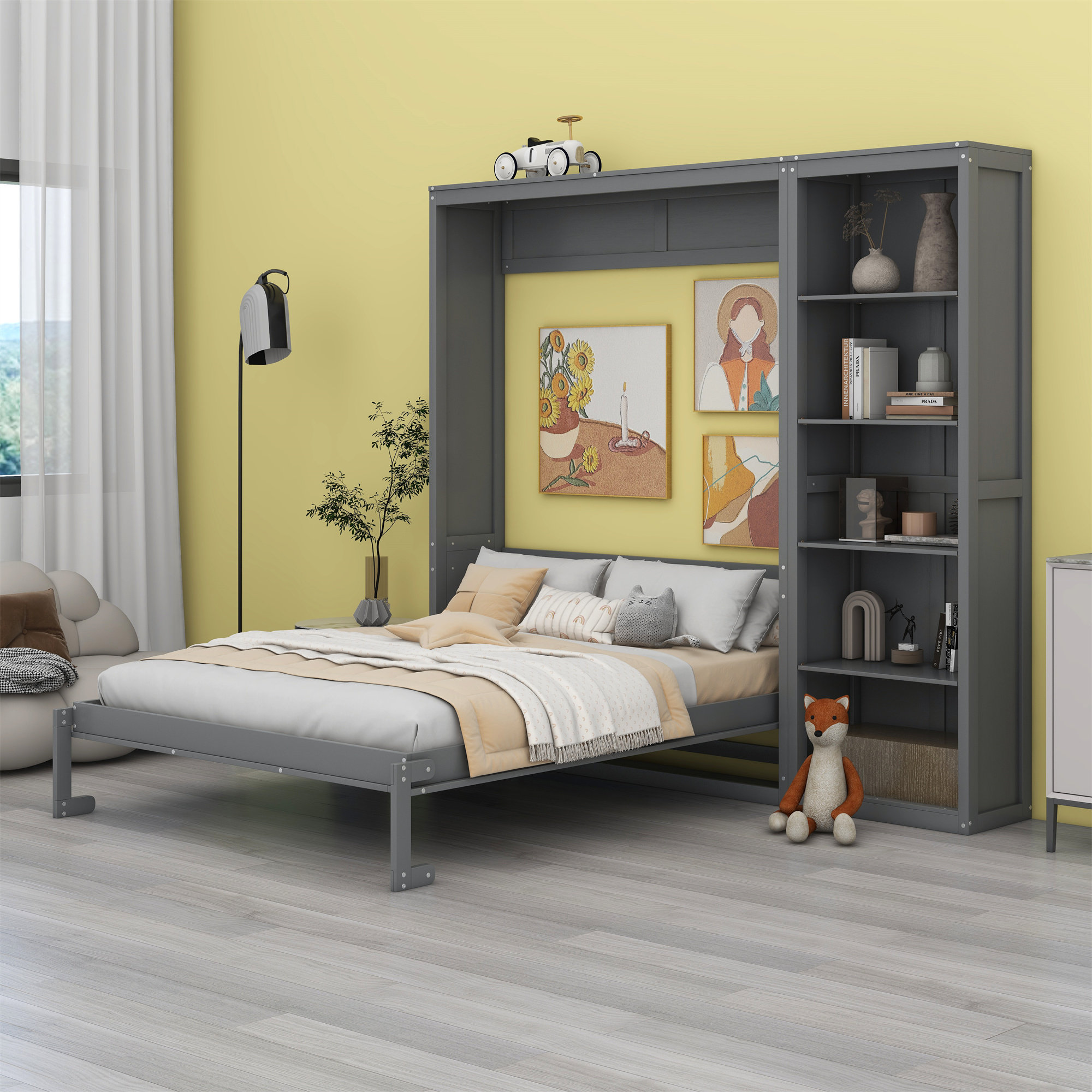 Latitude Run® Queen Size Apolito Bed Wall Bed With Shelves - Wayfair Canada