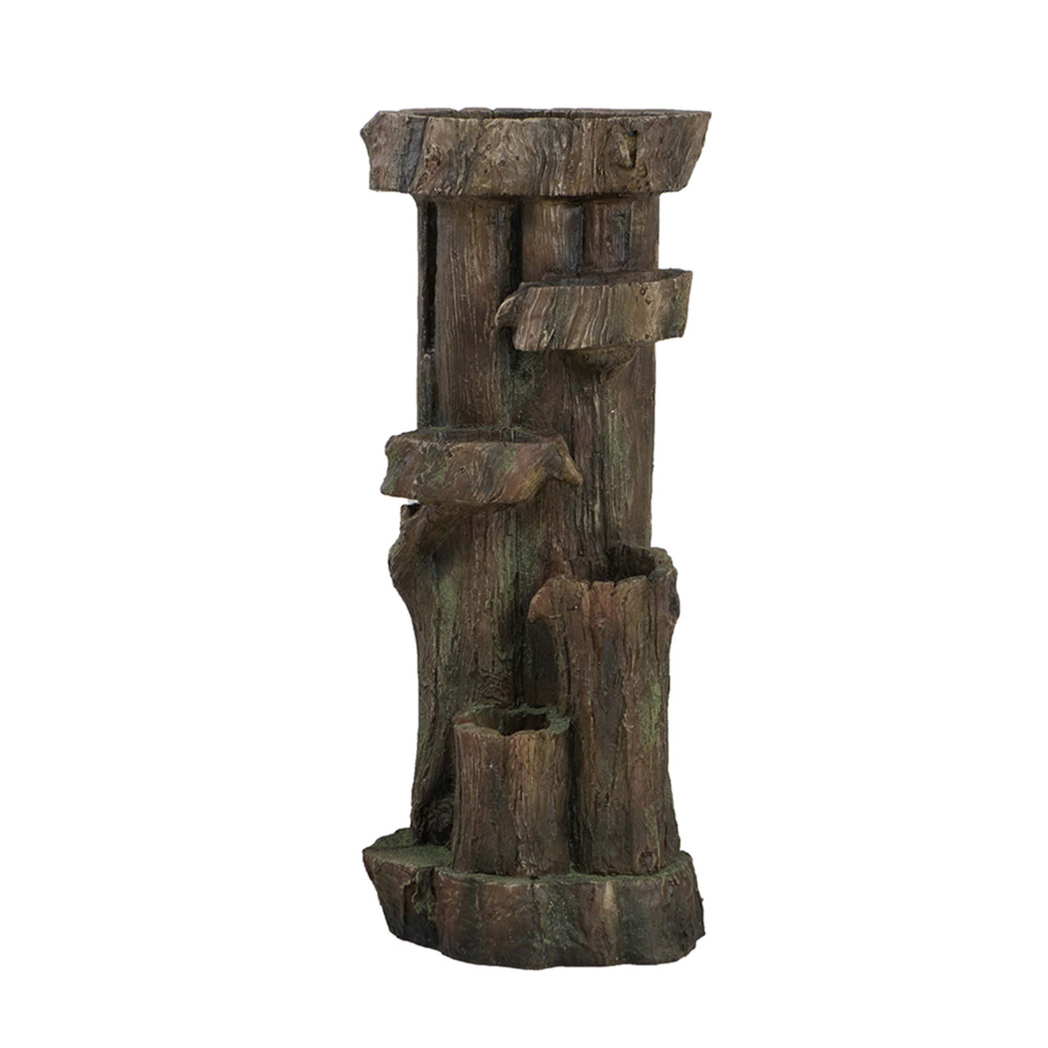 Millwood Pines Rustic Decorative Tree Trunk 5 Tier Water Fountain, With ...