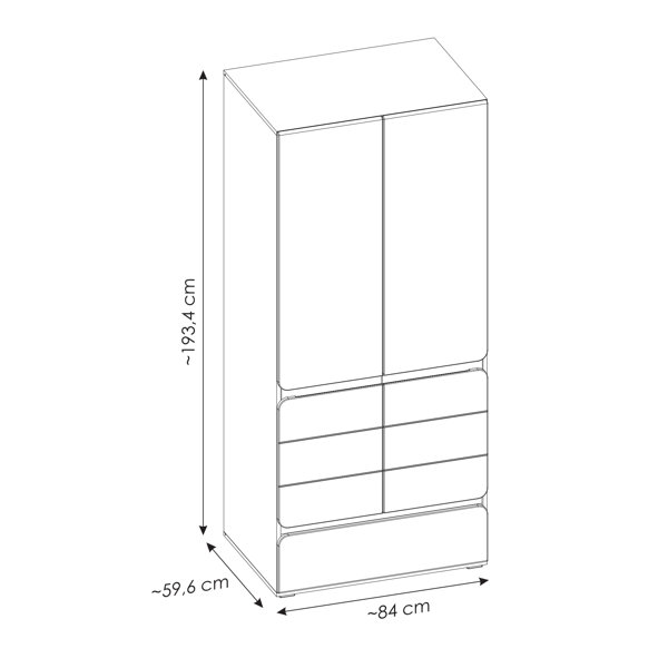 Ebern Designs Dontavia 2 Door Wardrobe with six compartments and a ...