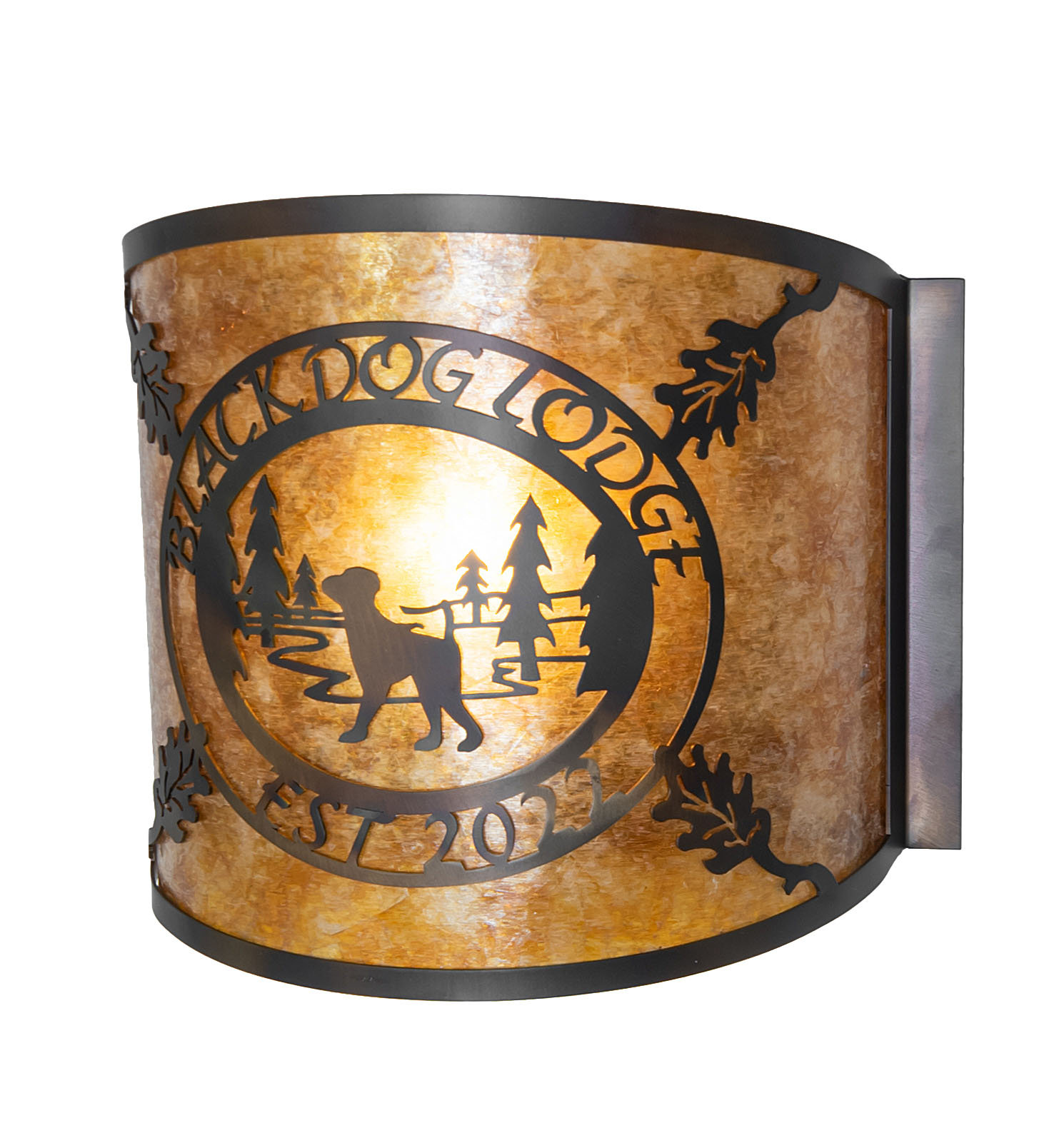 Foundry Select 12" Wide Personalized Black Dog Lodge Wall Sconce | Wayfair
