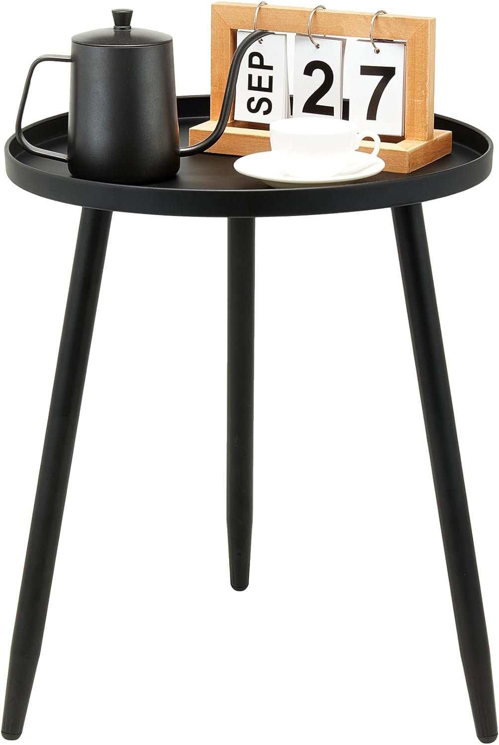George Oliver Decent End/Side Tables - Round Accent Table, Black Narrow ...