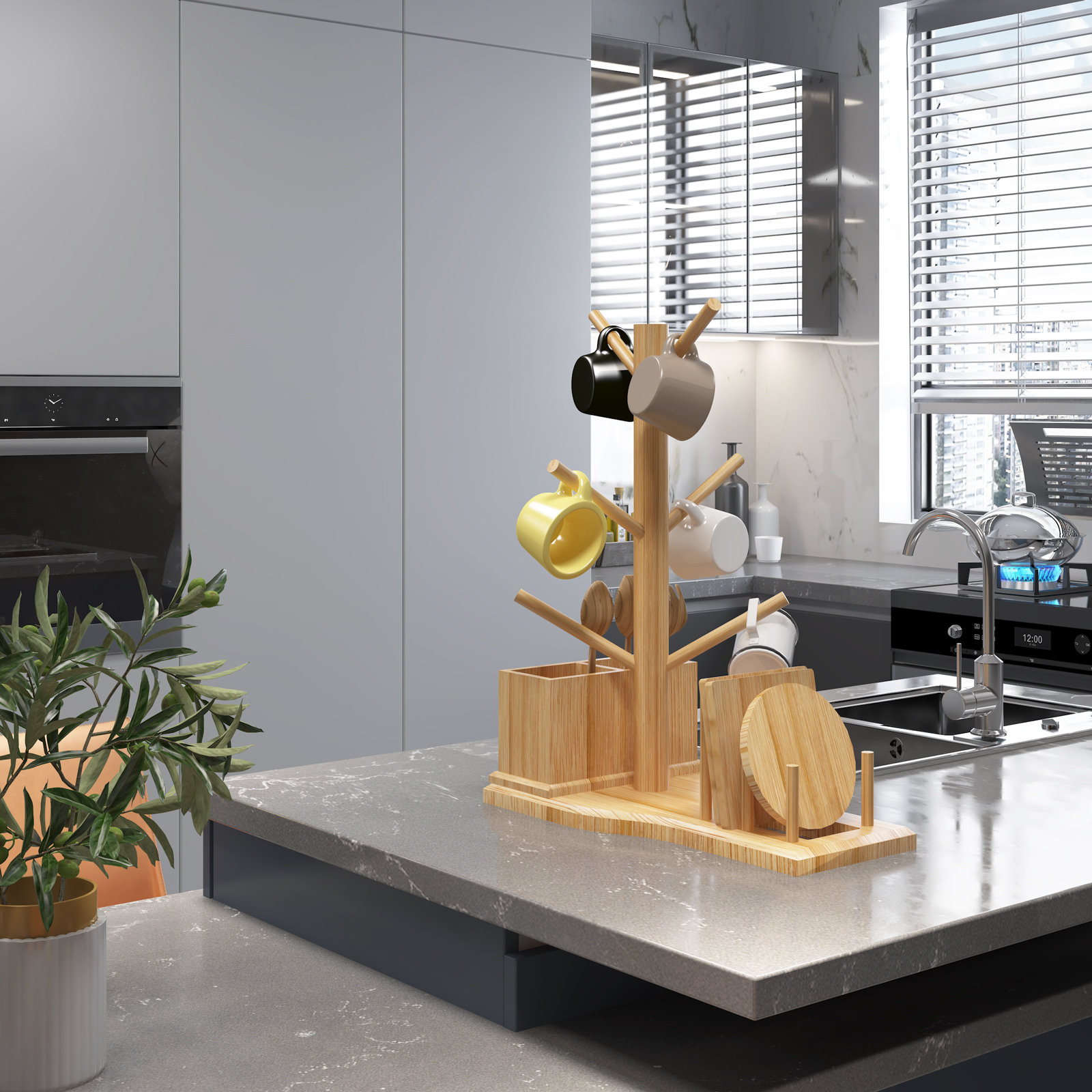 Latitude Run® Bamboo Multifunctional Mug Tree | Wayfair