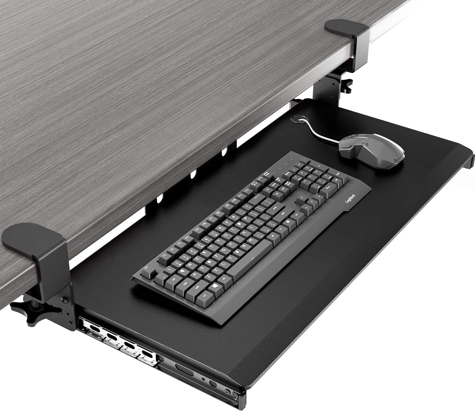 Inbox Zero Ergonomic Slide-Out Keyboard Tray With Sturdy C-Clamp Mount ...