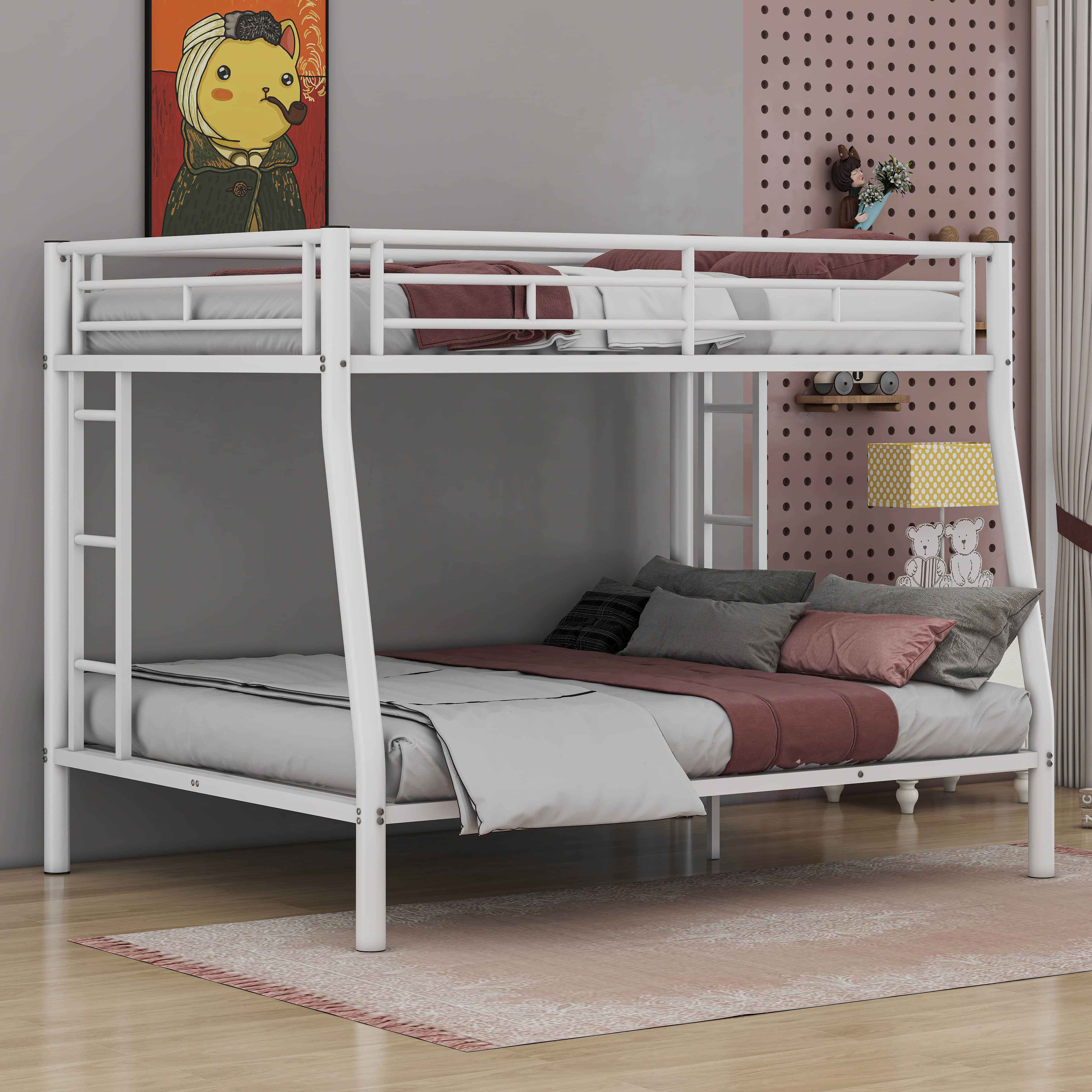 Cosmic Lit double superposé au-dessus de grand lit double en métal avec ...