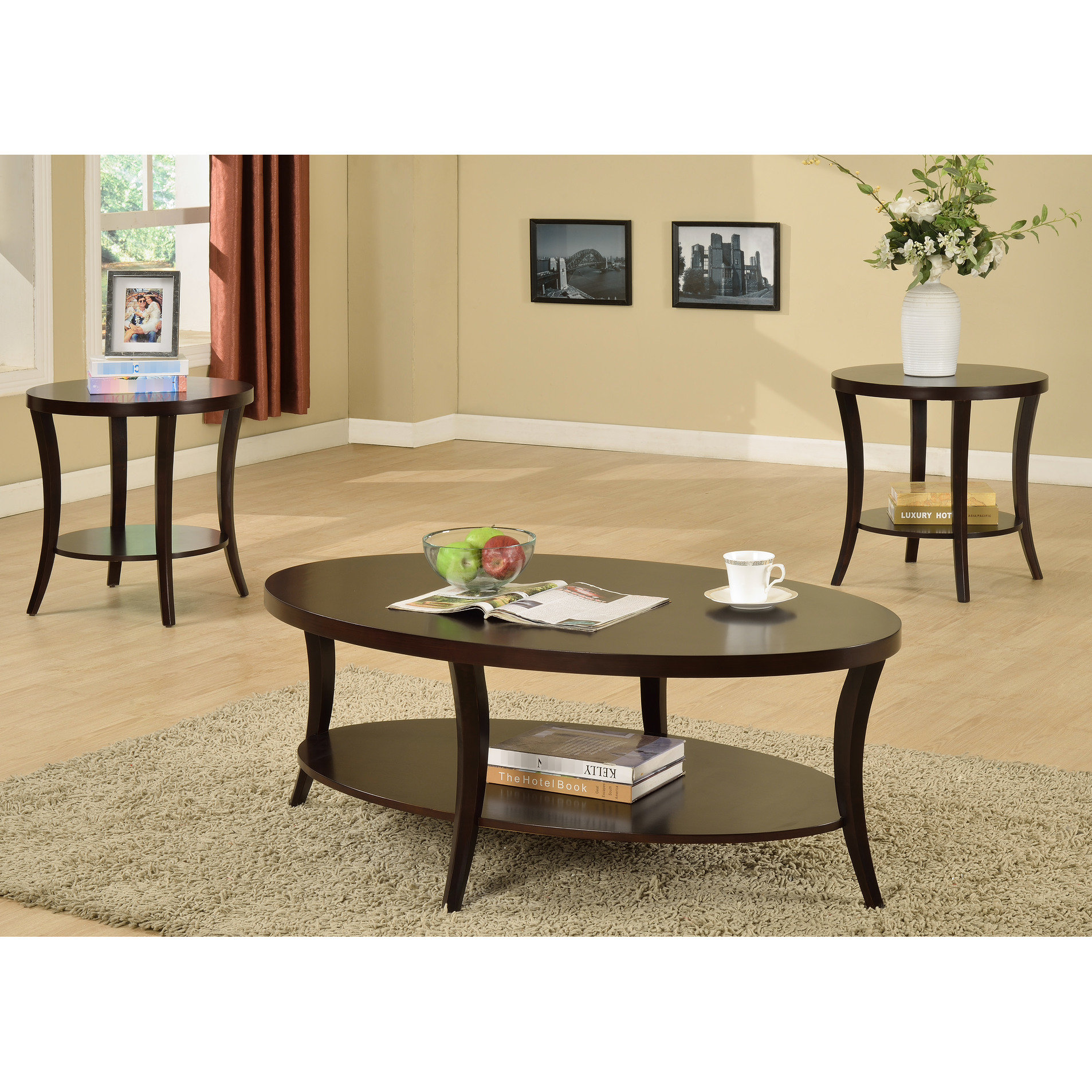 Mercer41 Finish Coffee Table And End Tables 3 - Wood Veneer, Extra ...