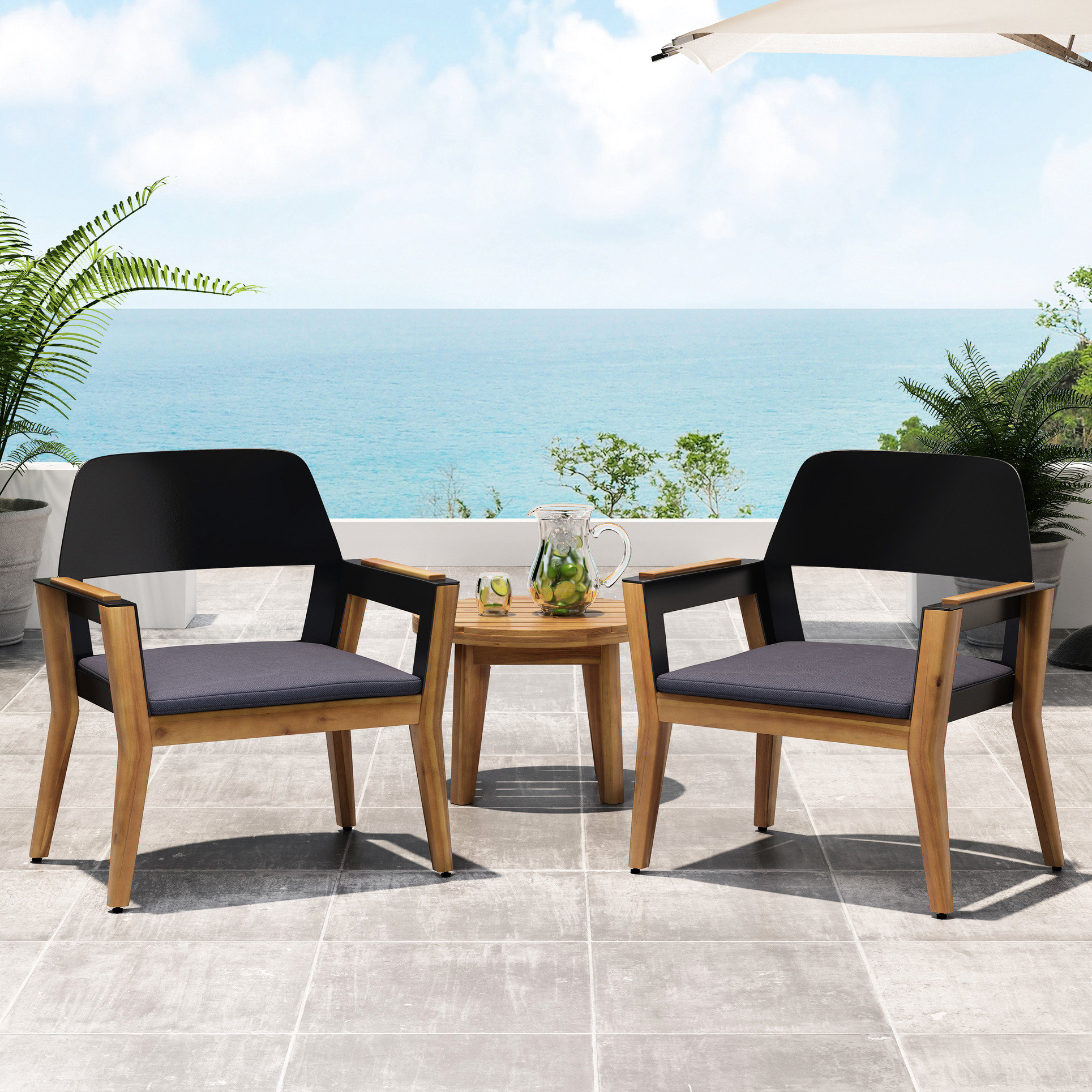 Trent Austin Design Outdoor Wood Club Chairs 2 Pieces , Water Cushions ...