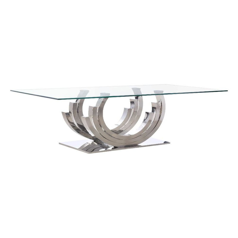 Orren Ellis Vello 15Mm Clear Tempered Glass Top with Crescent Shape ...