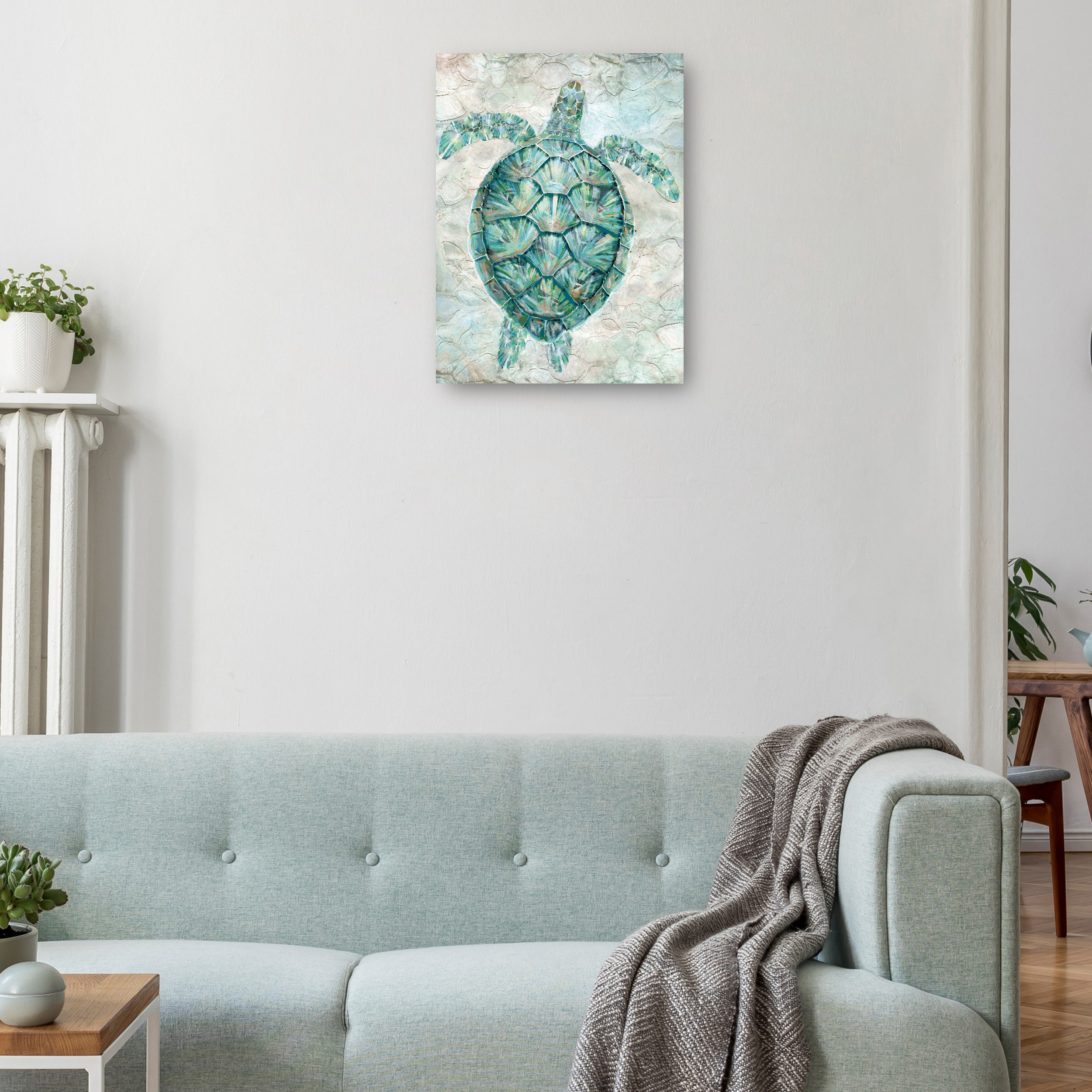 Bay Isle Home™ Sea Turtle Mosaic Teal by Studio Arts Canvas Art Print ...