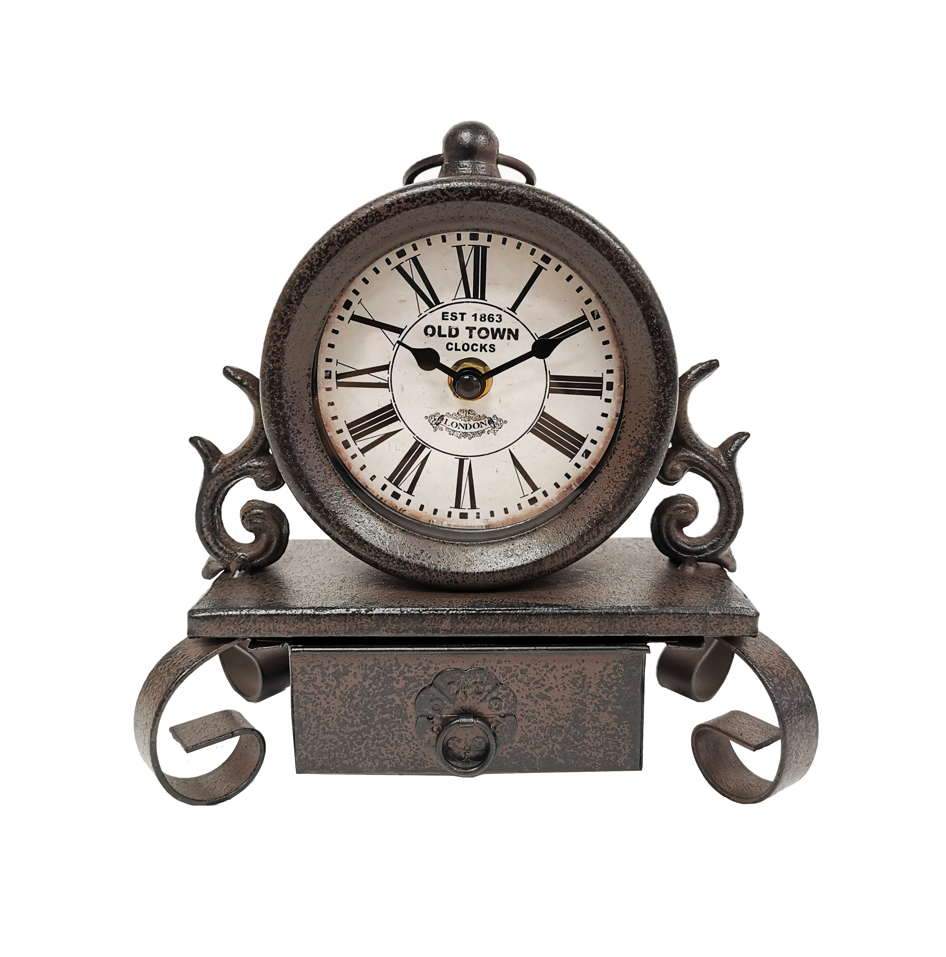 Canora Grey Analog Metal Quartz Tabletop Clock in Brown & Reviews | Wayfair