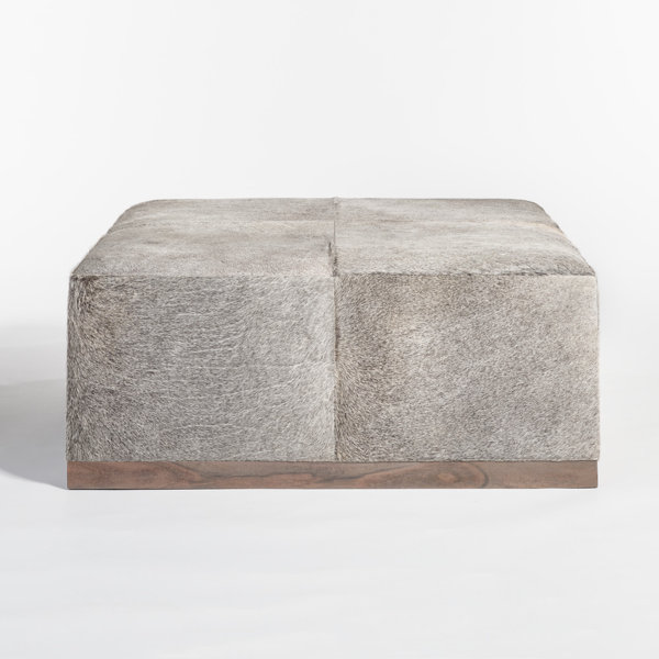 Alder & Tweed Felix Large Leather Ottoman in Frosted Hide | Perigold
