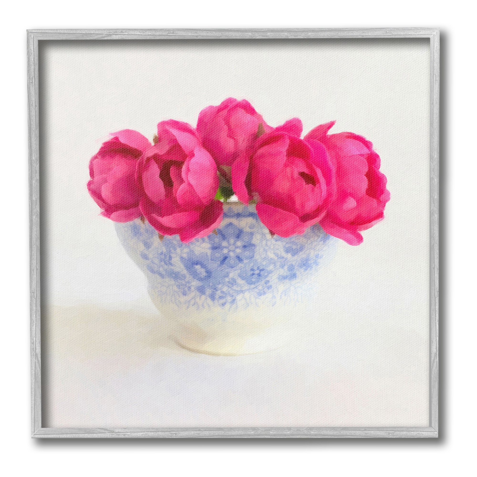 Stupell Industries Roses in Subtle Vase Framed Giclee Art by GraffiTee ...