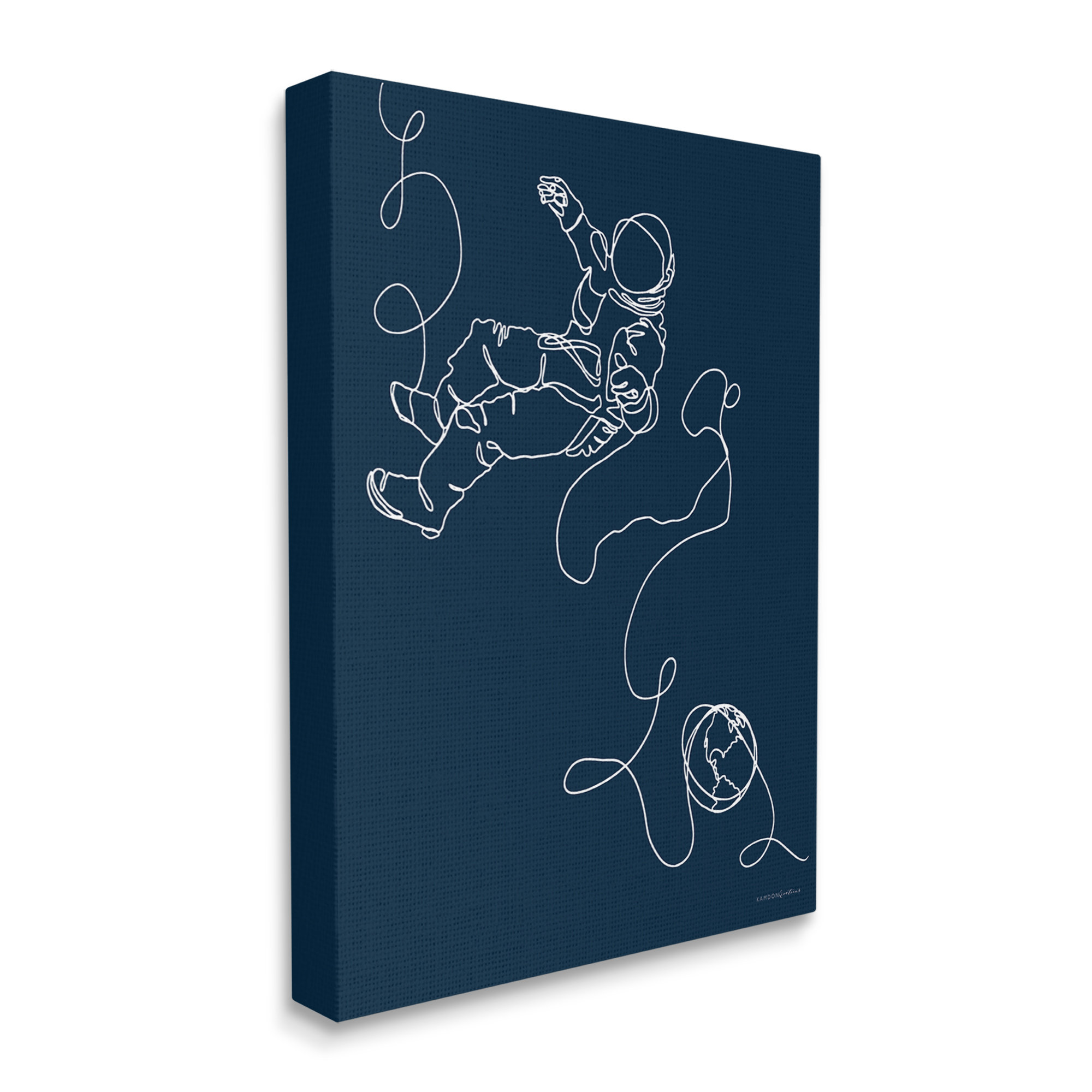 Stupell Industries Astronaut In Outer Space Over Earth Line Drawing ...