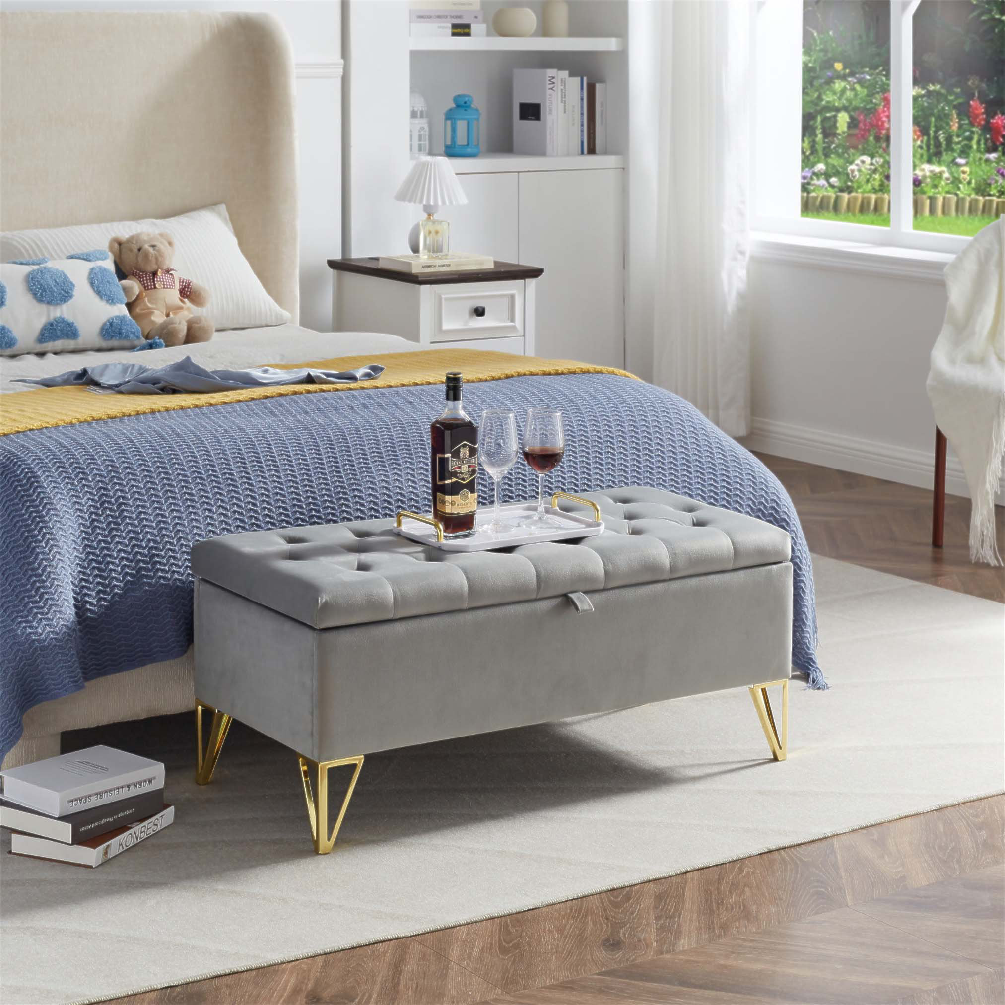 Mercer41 Versatile Storage Ottoman with Lift-Top Design, Perfect for ...